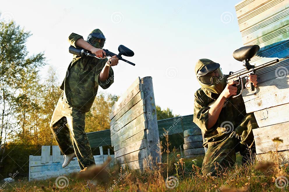 Paintball Player Under Attack Stock Image - Image of enjoyment, extreme ...