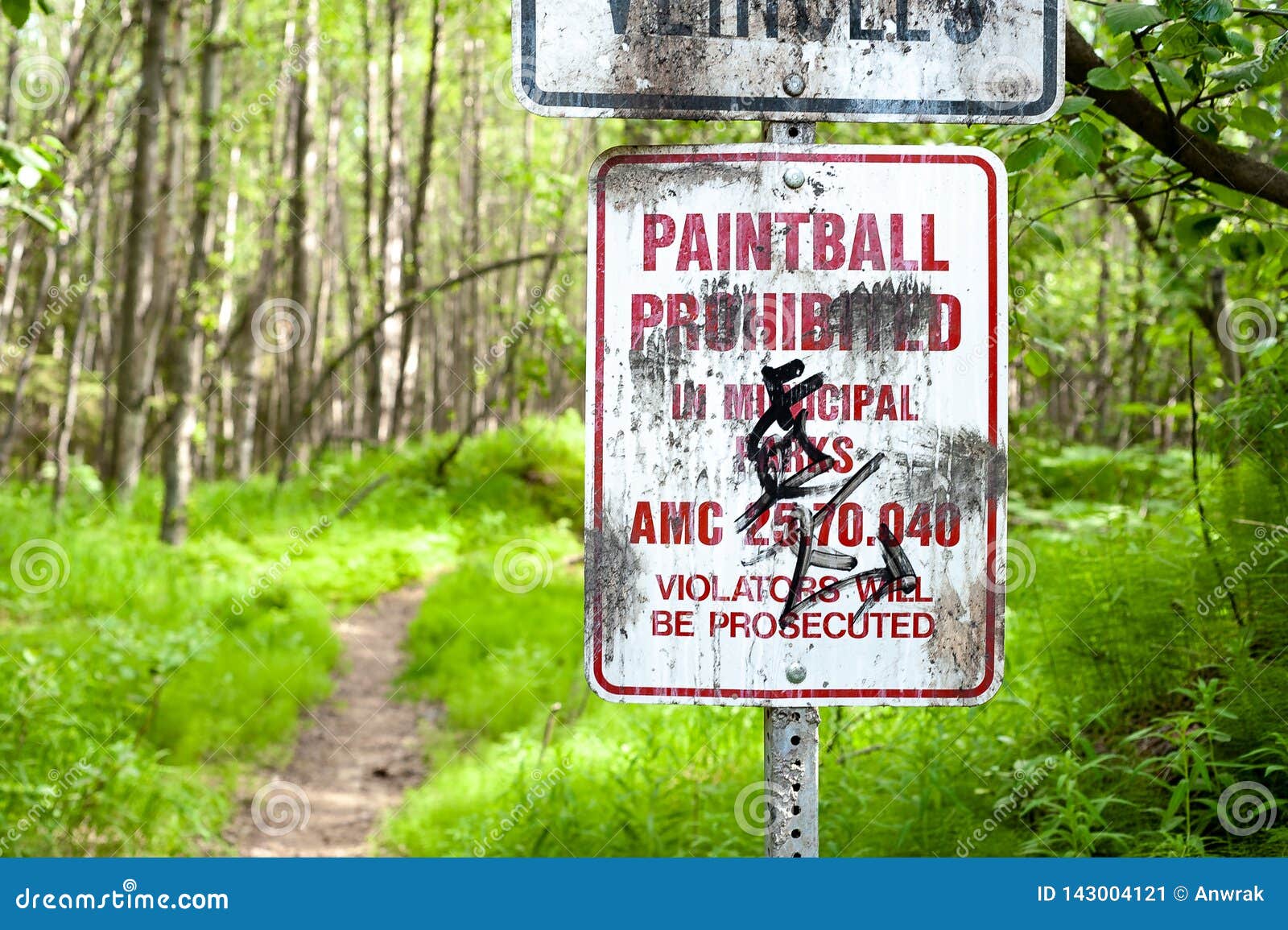 Paintball Prohibited Sign with Graffiti Stock Image - Image of defaced ...