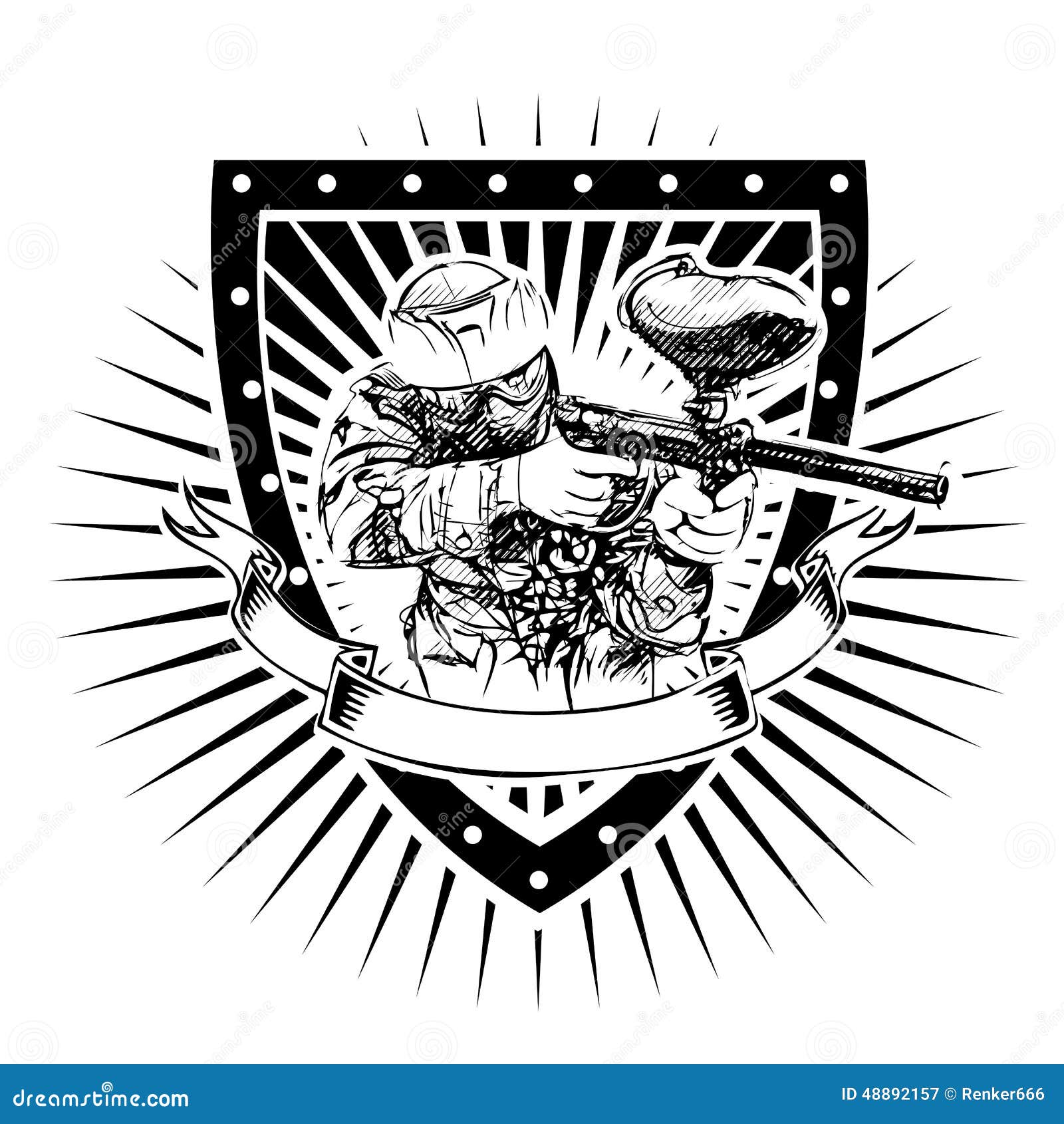 Paintball shield stock vector. Illustration of shield - 48892157