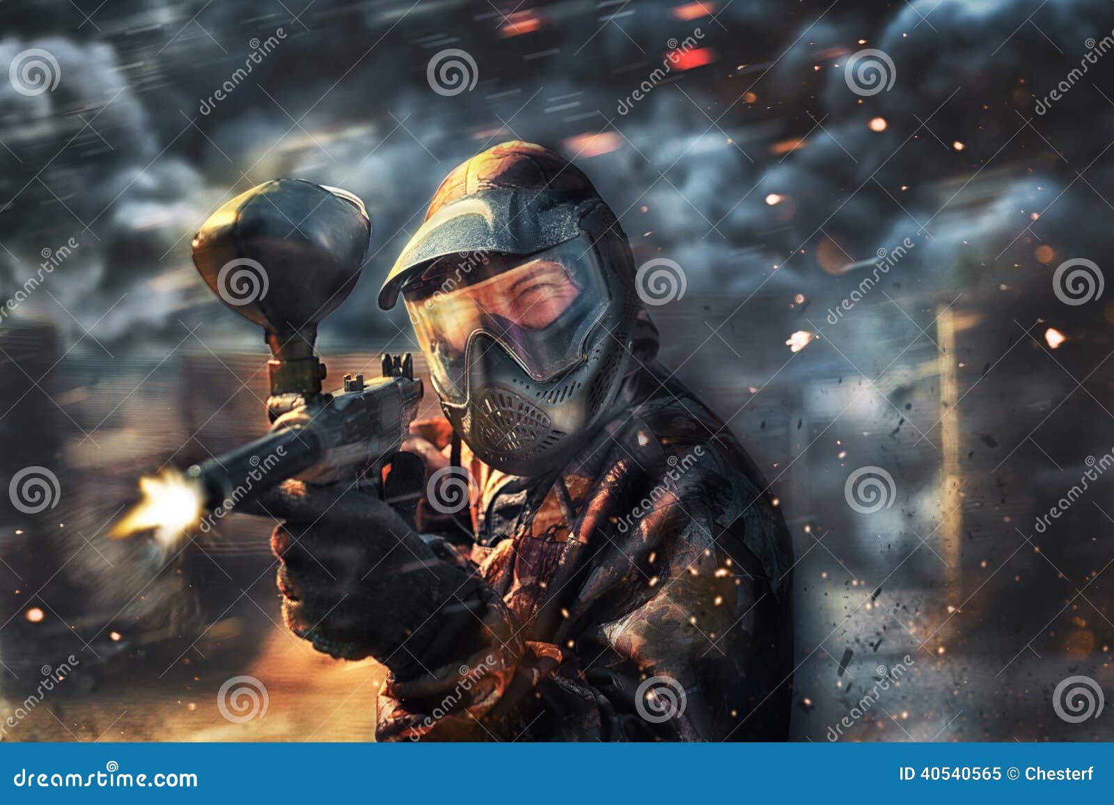 Paintball Sport Player Wearing Protective Mask Stock Image - Image of ...