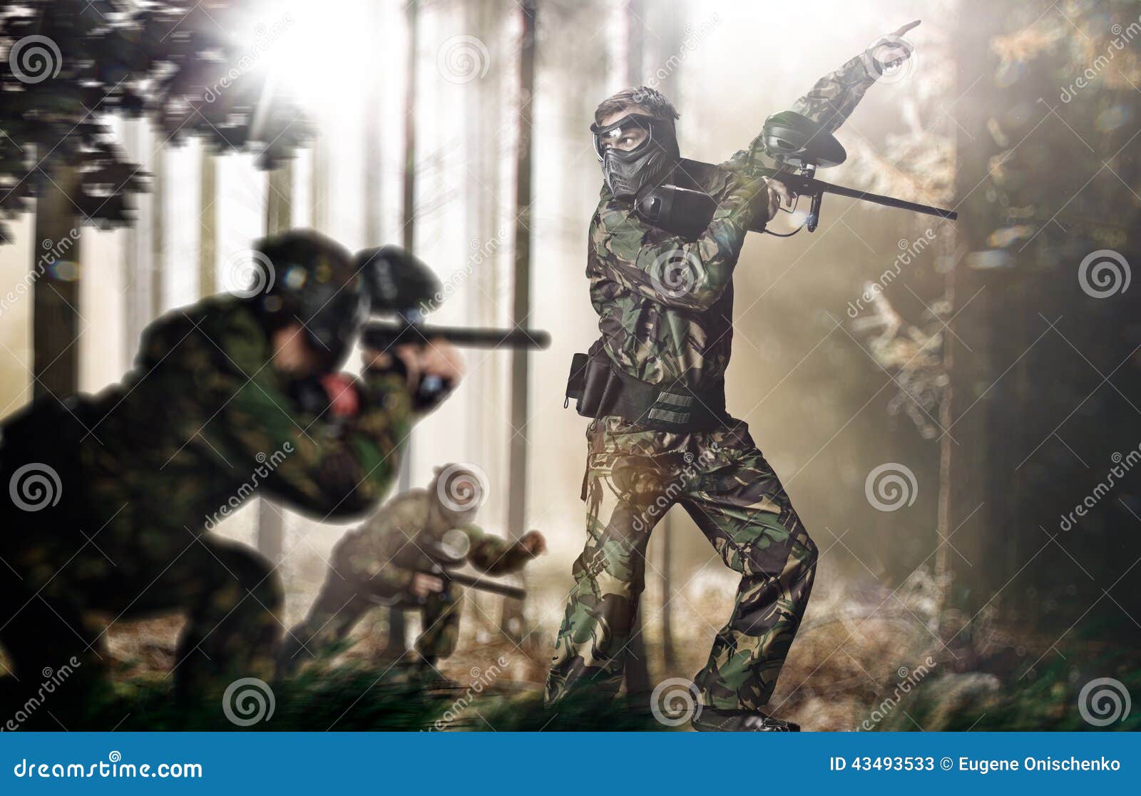 Paintball Team in Action Forest Location Stock Image - Image of ...