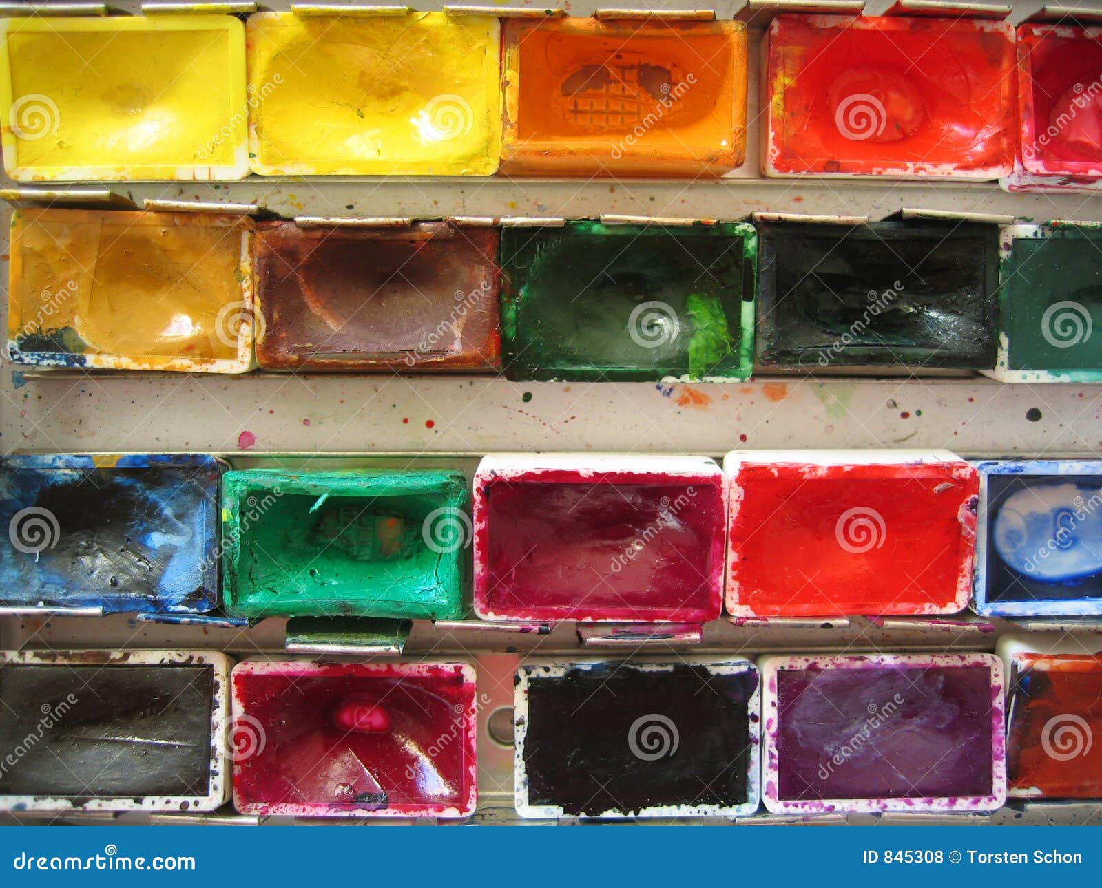 Paintbox closeup stock photo. Image of watercolor, cell - 845308