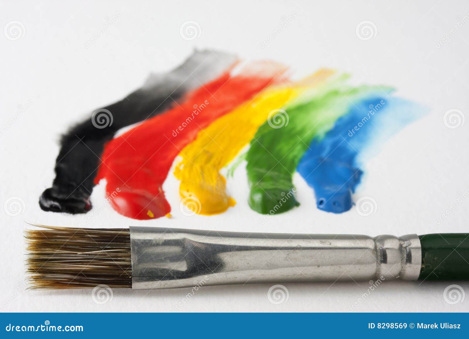 Paintbrush and 5 Dabs of Watercolor Paint Stock Image - Image of smudge ...