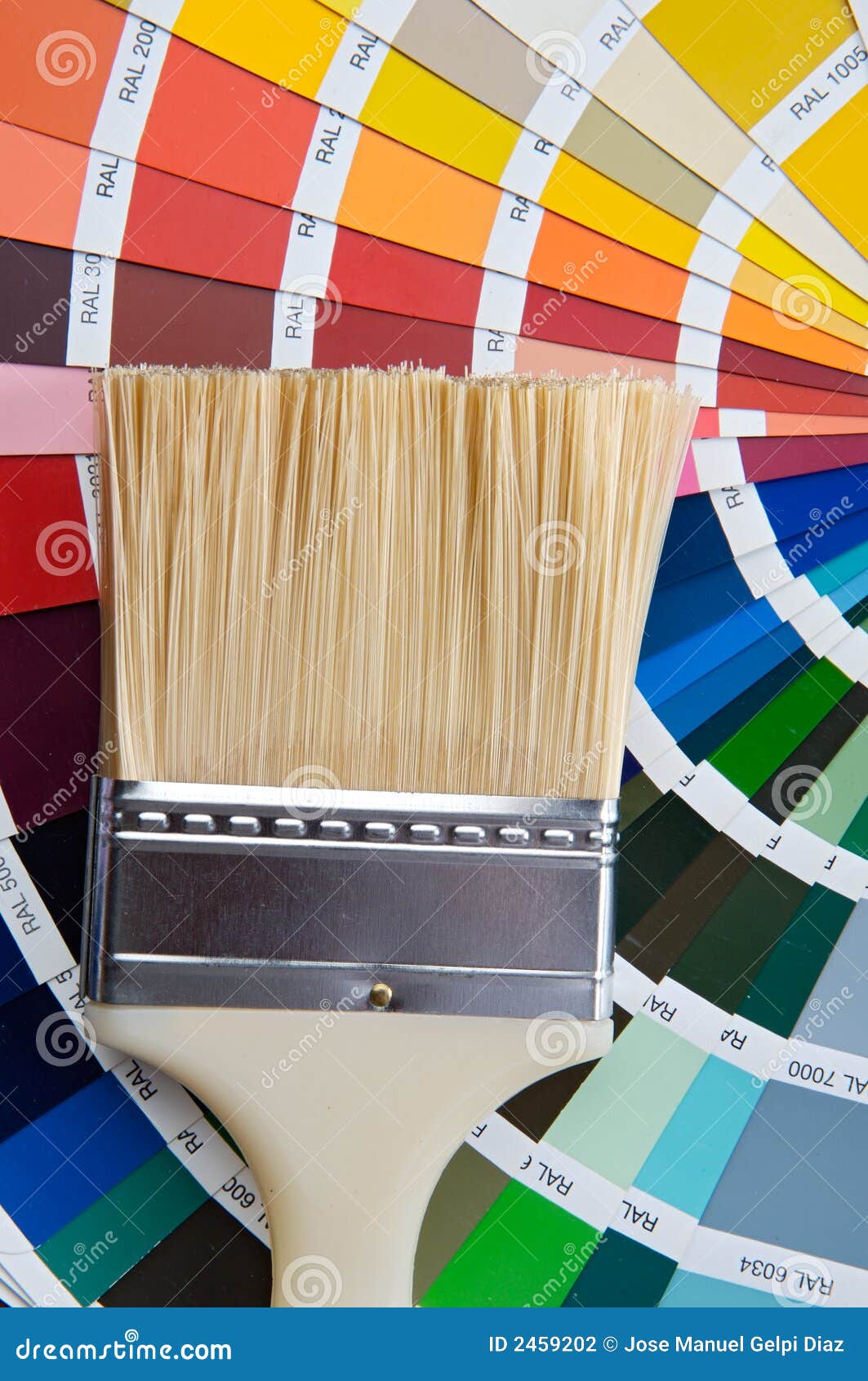Paintbrush with Card of Colors Stock Photo - Image of decor, green: 2459202
