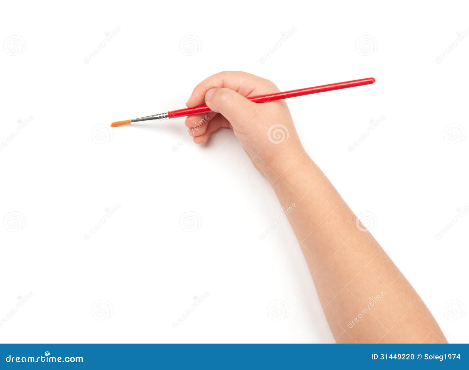 Paintbrush in child hand stock illustration. Illustration of show ...