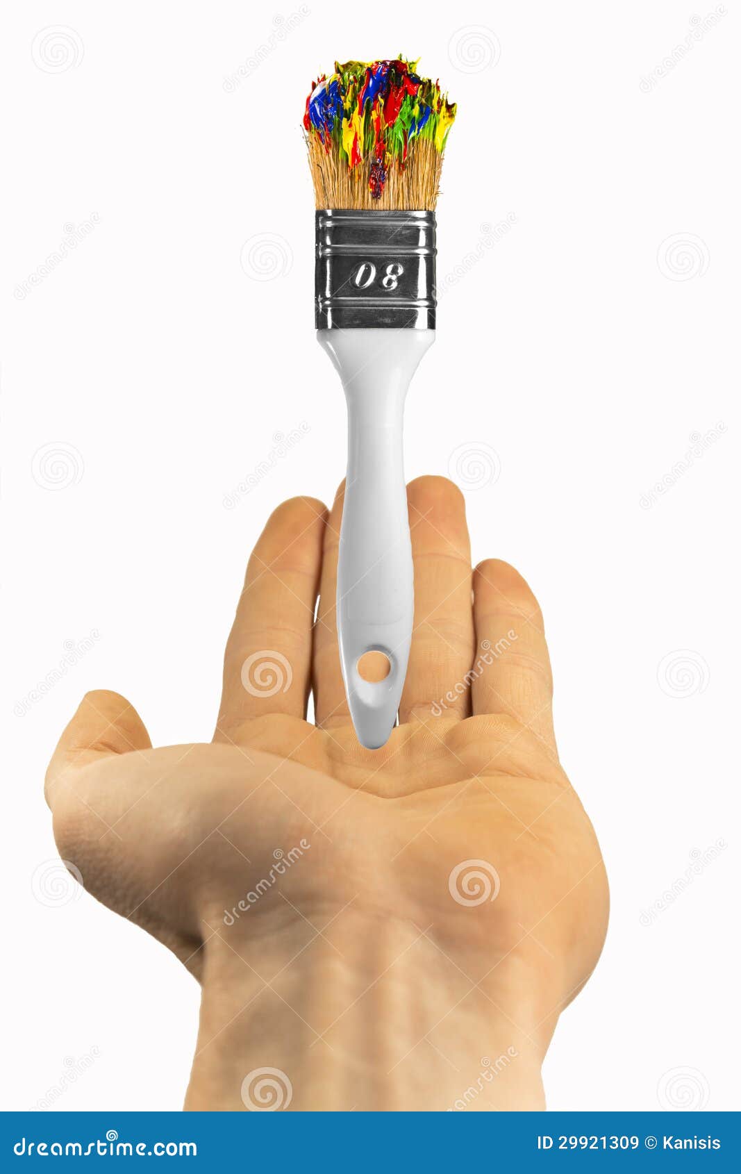 Paintbrush Hover Above the Hand Stock Image - Image of educate ...