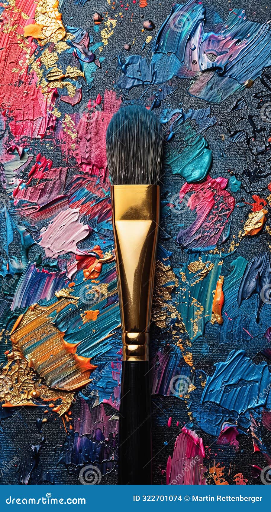 Paintbrush on a Colored Canvas Stock Illustration - Illustration of ...