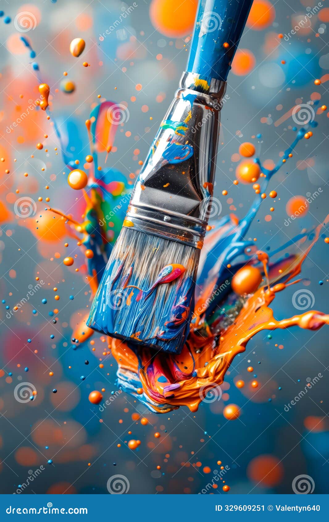 A Paintbrush with Colorful Paint Splashing Out of it. Generative AI ...