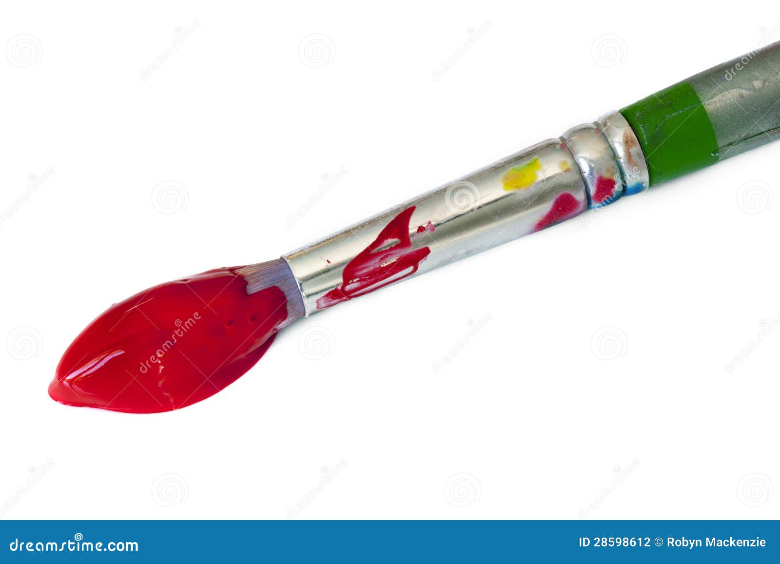Paintbrush Dipped in Red Paint, Isolated Stock Photo - Image of closeup ...