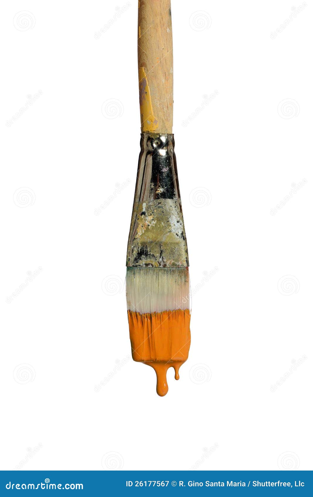 Paintbrush Dripping Orange Paint Stock Image - Image of photograph ...