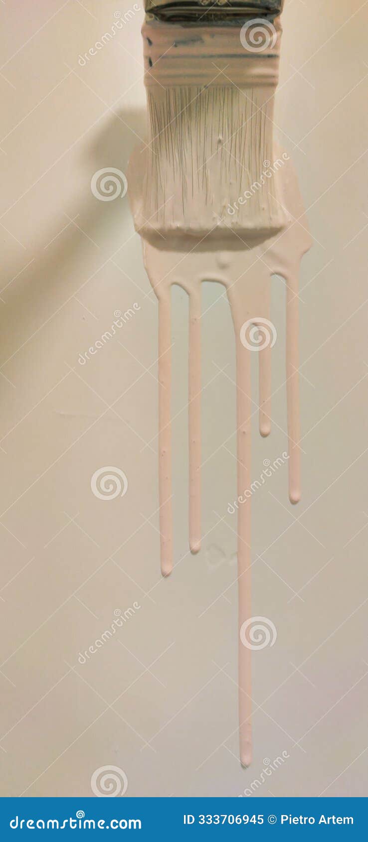 Paintbrush Dripping White Paint on Wall Making Lines Stock Image ...