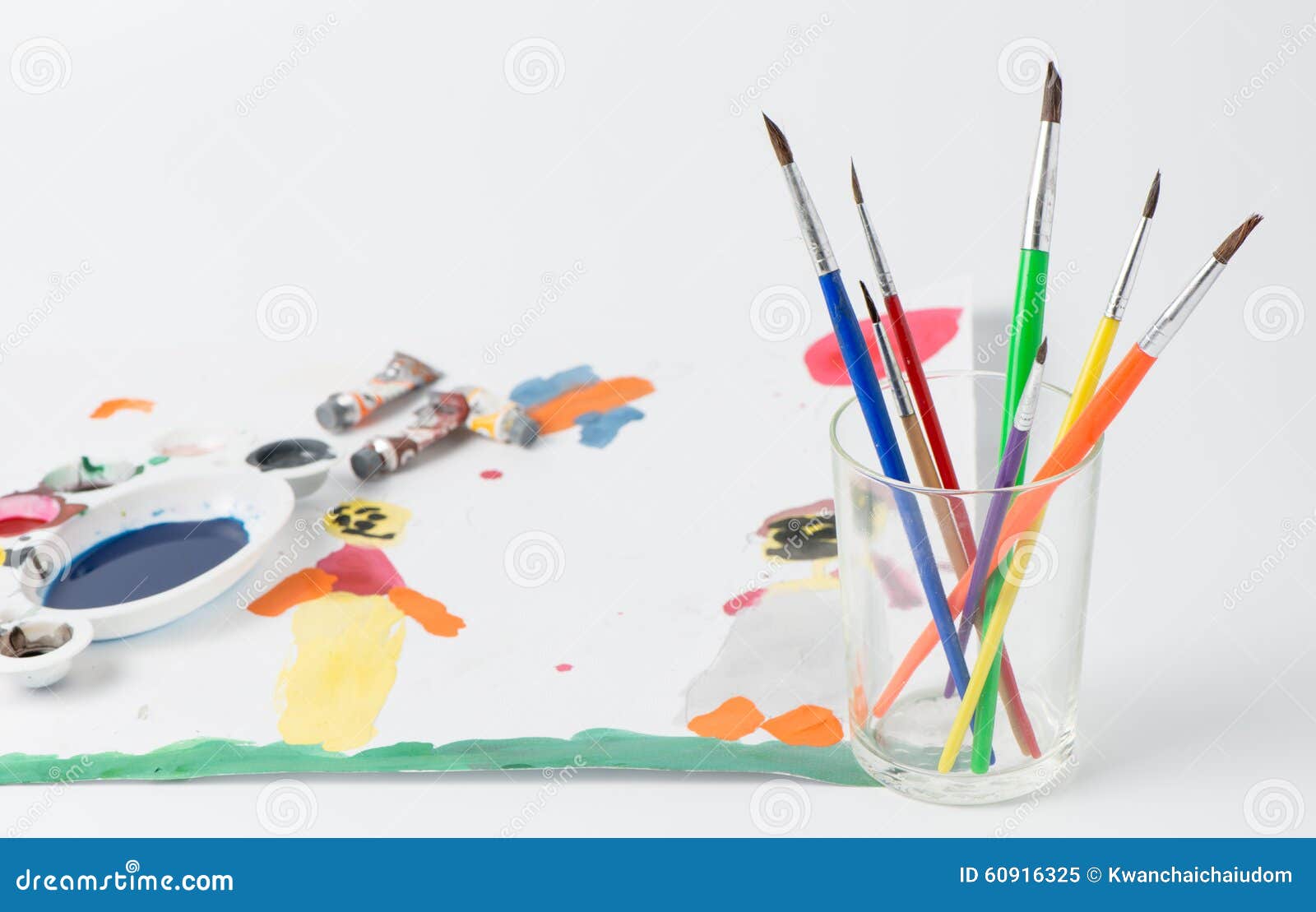 Paintbrush in Glass Isolated Stock Image - Image of artistic ...