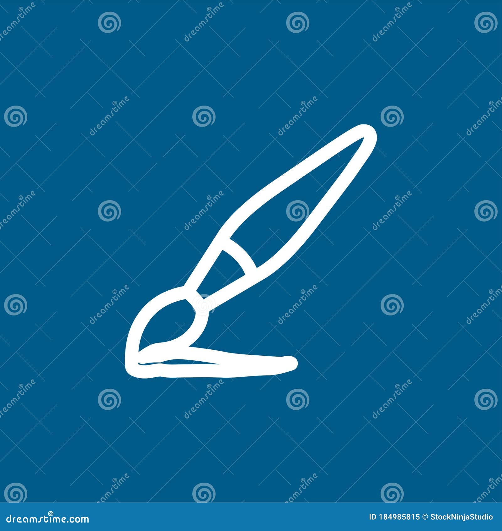 Paintbrush Line Icon on Blue Background. Blue Flat Style Vector ...