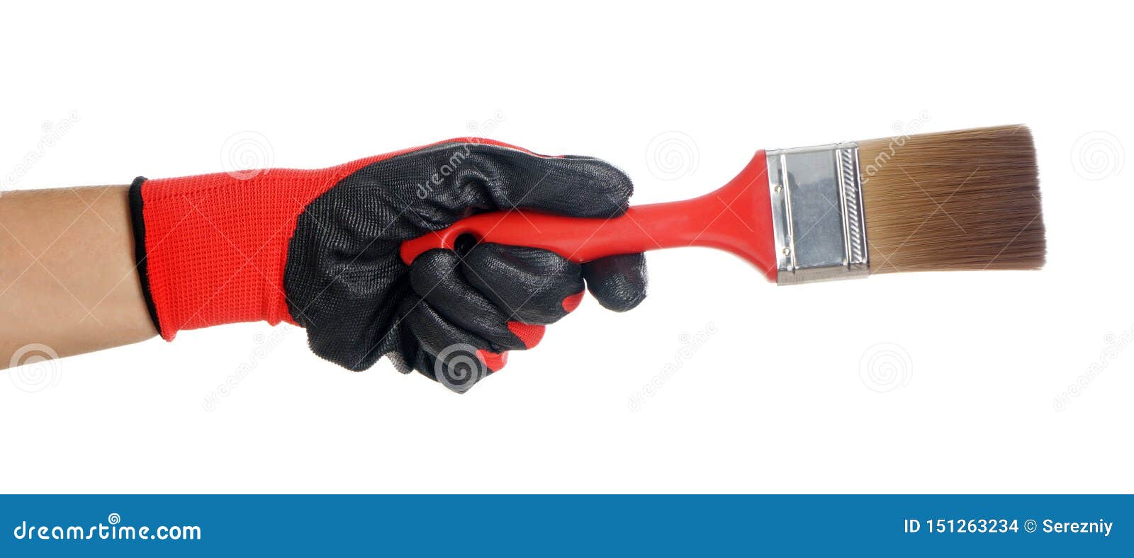 Paintbrush in Male Hand Isolated on White Stock Photo - Image of ...