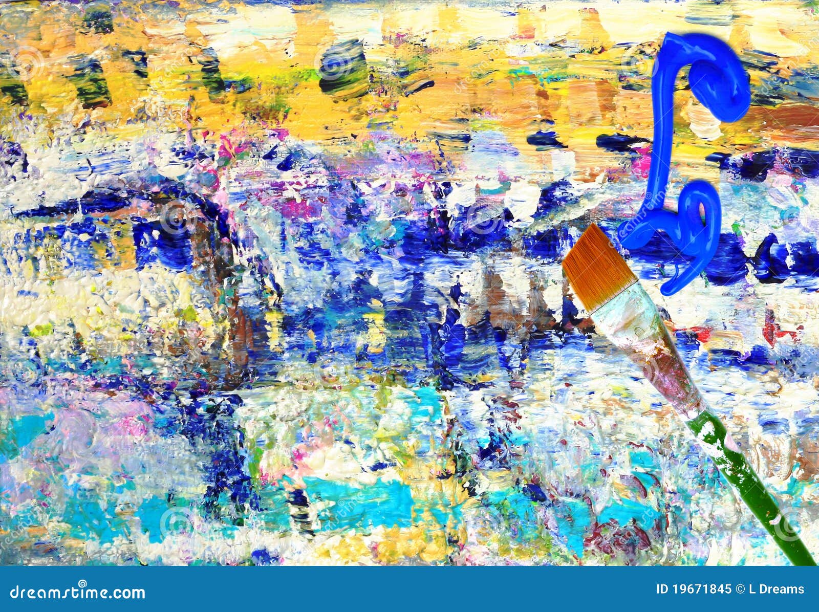 Paintbrush, Paint on Abstract Painting Stock Illustration ...
