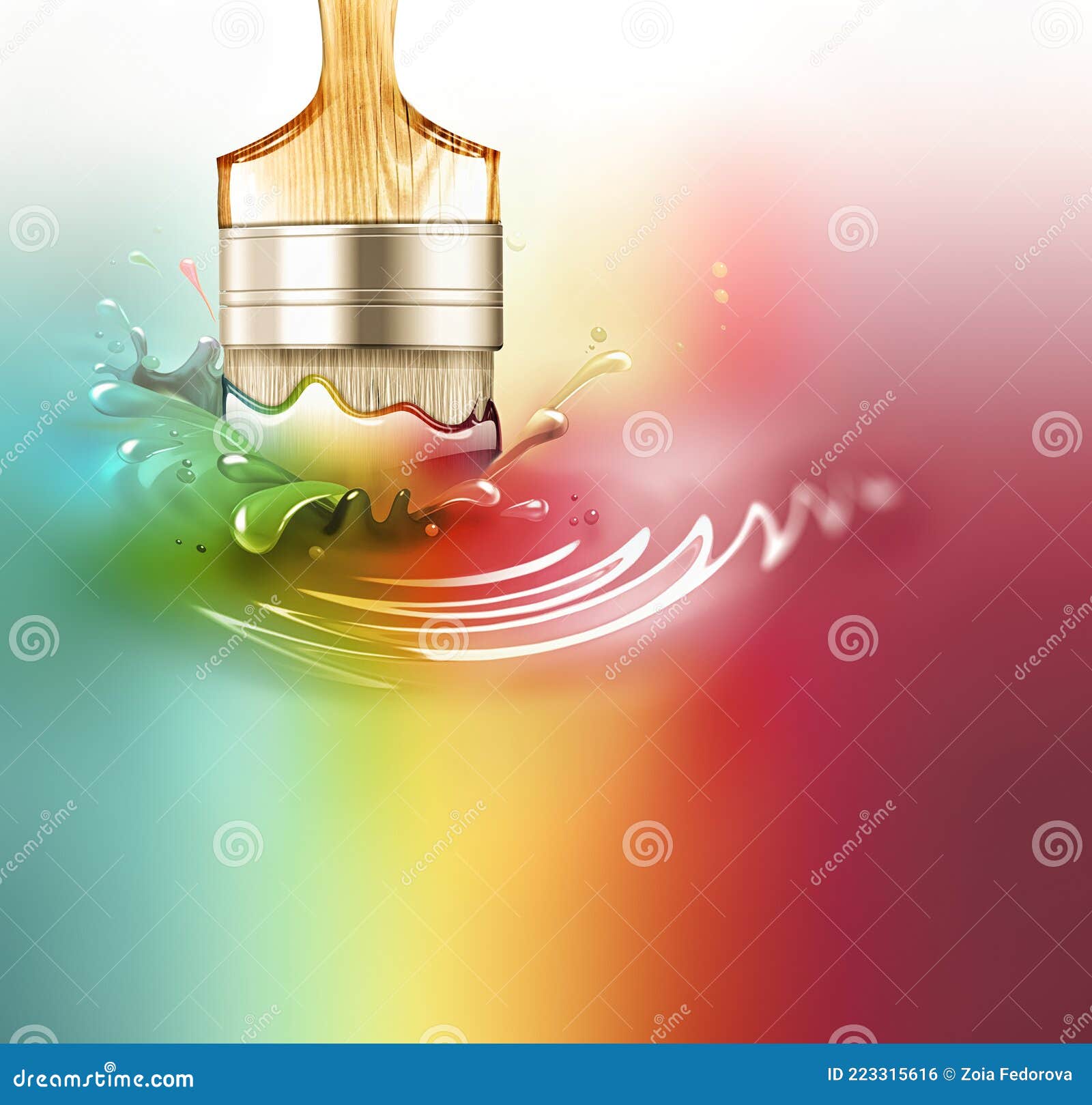 Paintbrush in a Paint Splash Stock Photo - Image of splashing, white ...