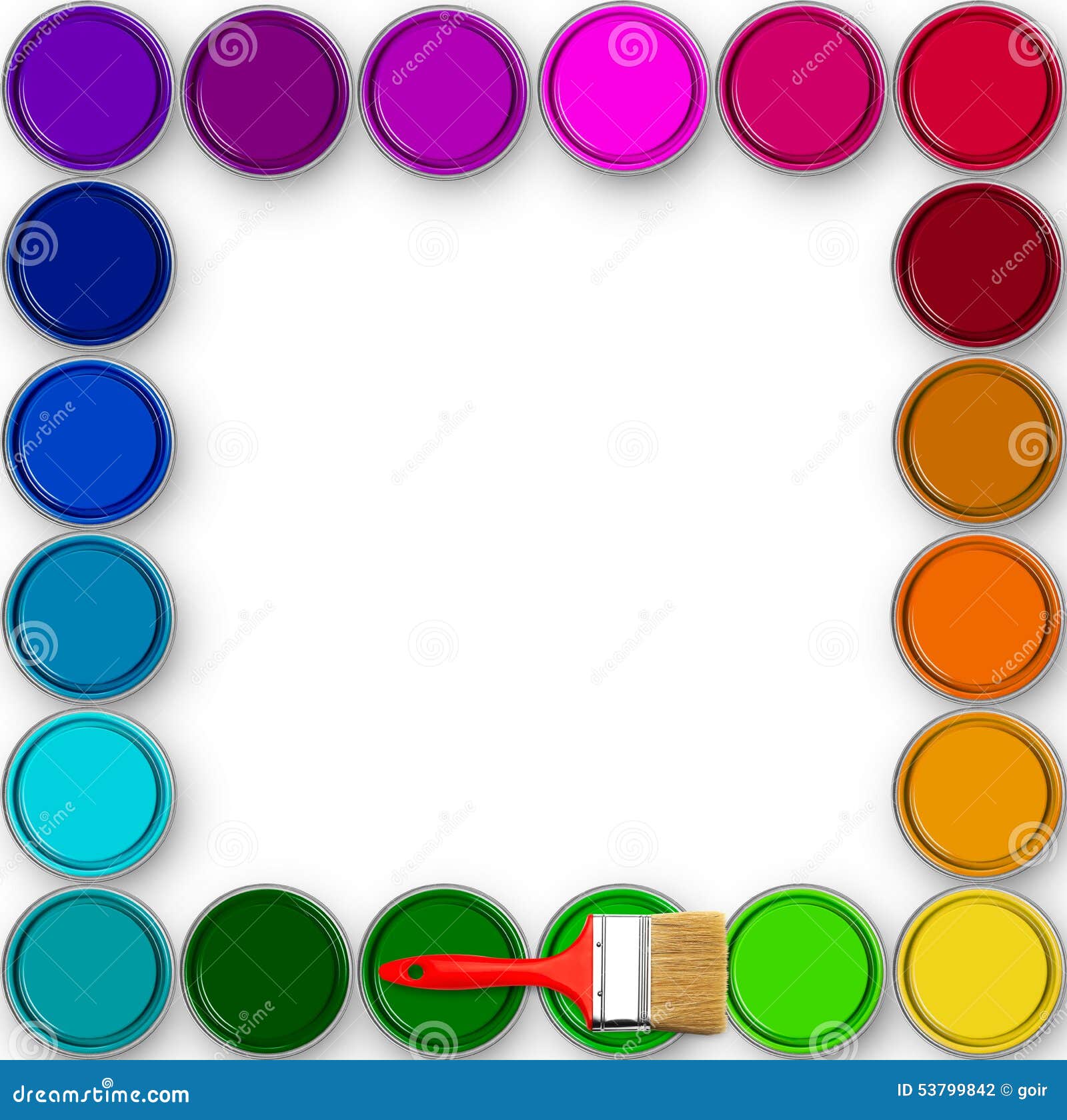 Paintbrush on paint tins stock photo. Image of magenta - 53799842