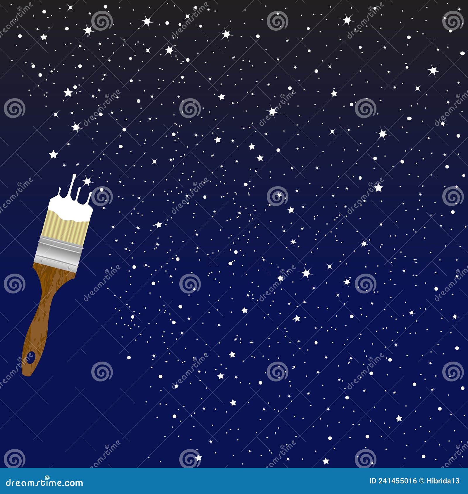 Paintbrush Paints Stars at Night Sky Stock Vector - Illustration of ...