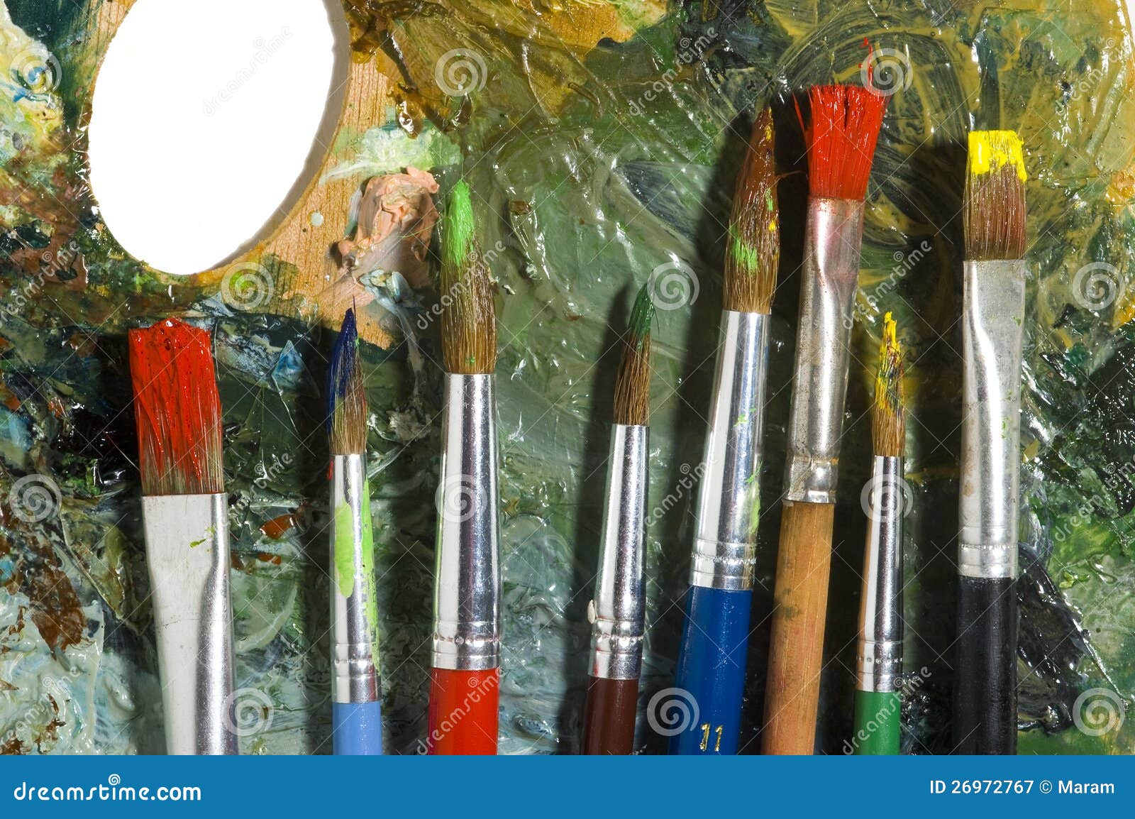 Paintbrush on palette stock image. Image of decorating - 26972767