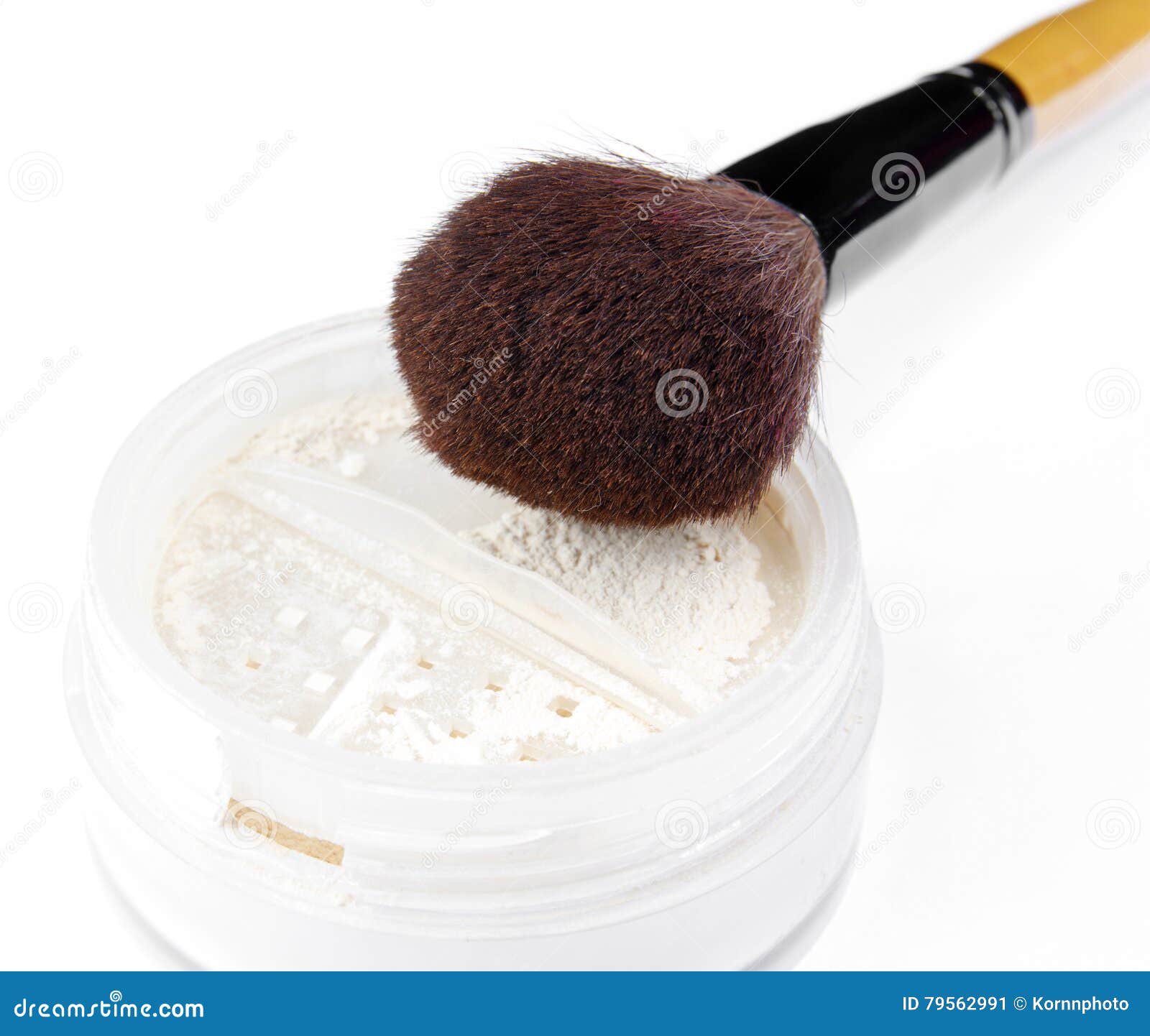 Paintbrush with Powder for Make-up Artist Stock Image - Image of light ...