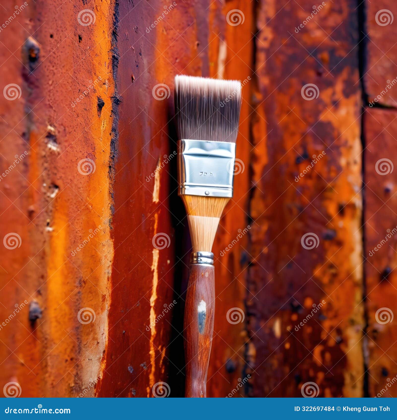 Paintbrush on Rust Wall Color Design Concept Stock Illustration ...