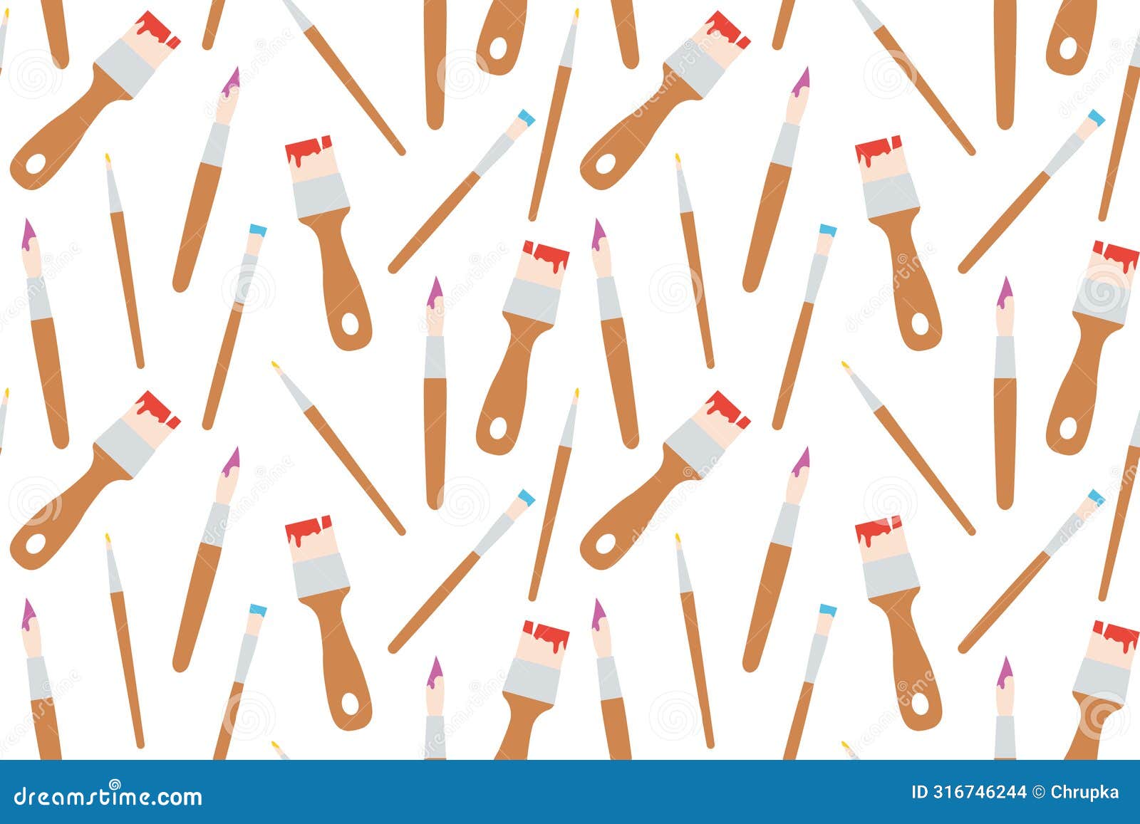 Paintbrush Seamless Pattern Artistic Expression Creation Art Classes ...