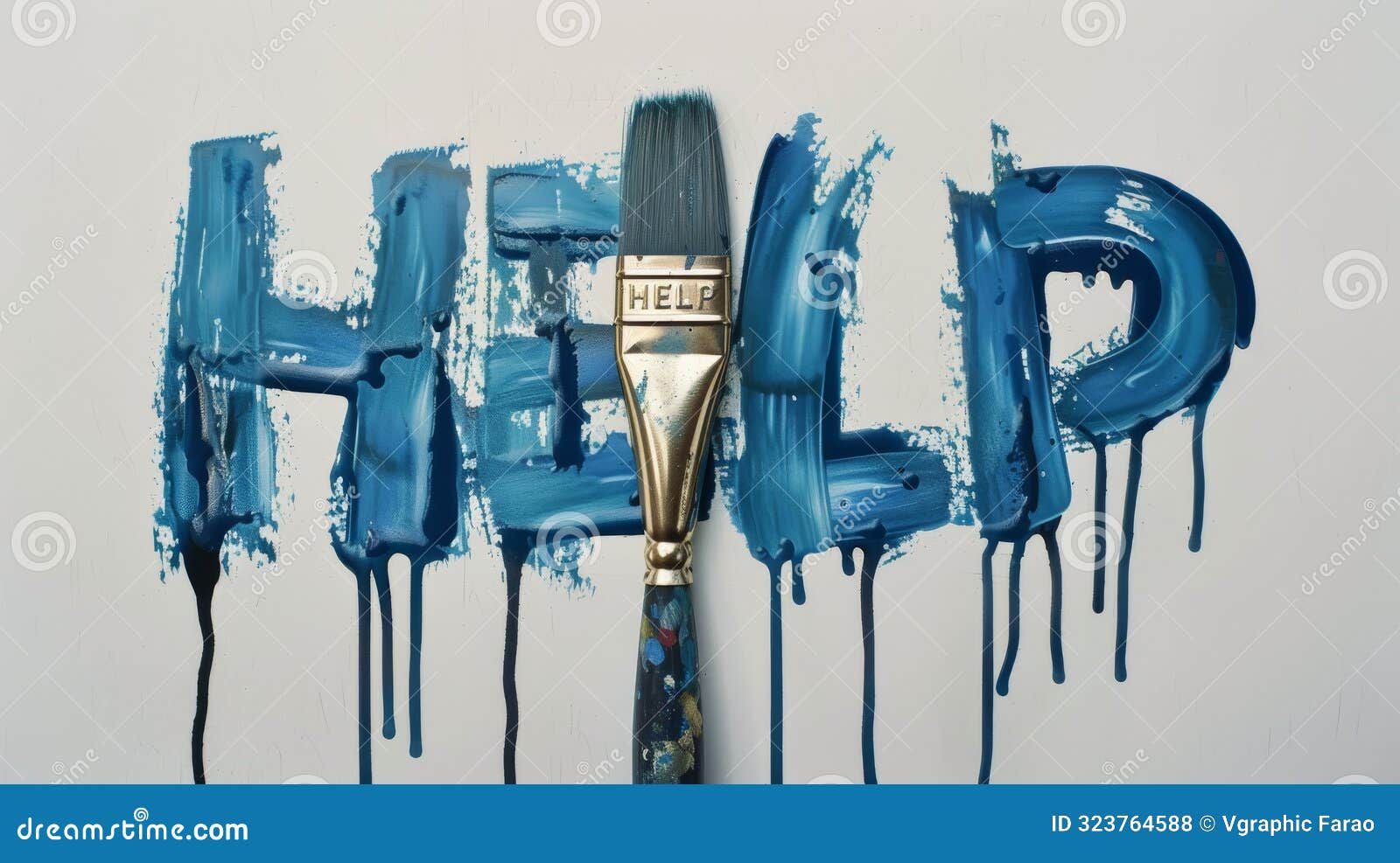 Paintbrush Spelling Help in Blue Paint on White Background Stock Photo ...
