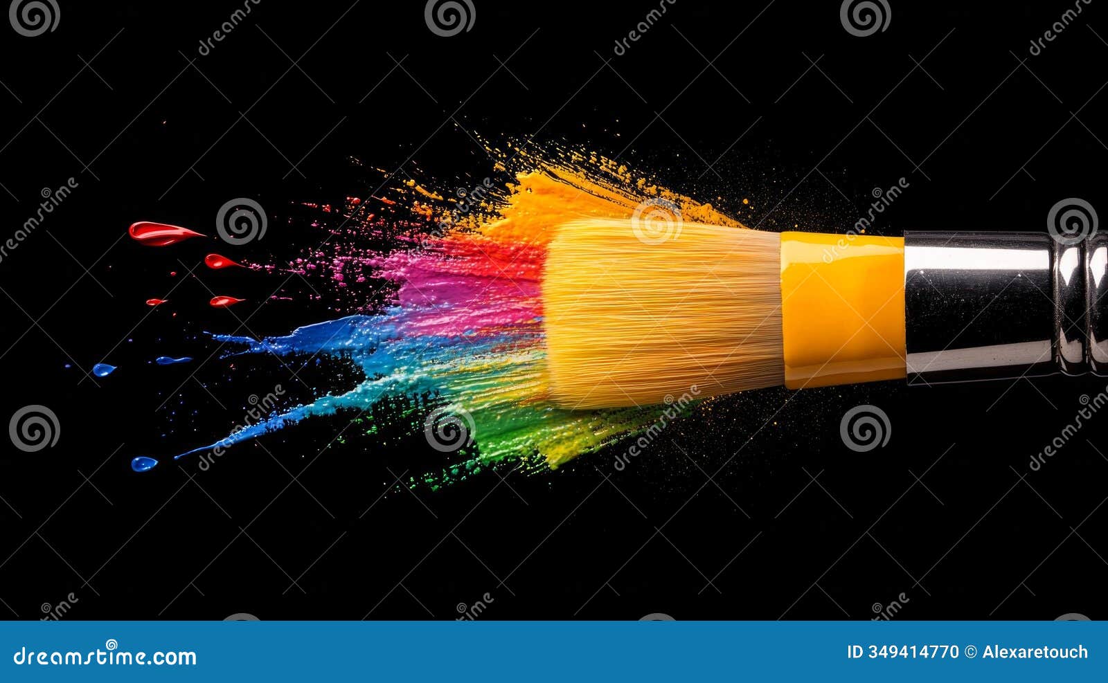 Paintbrush Splashing Vibrant Colors on Black Stock Photo - Image of ...