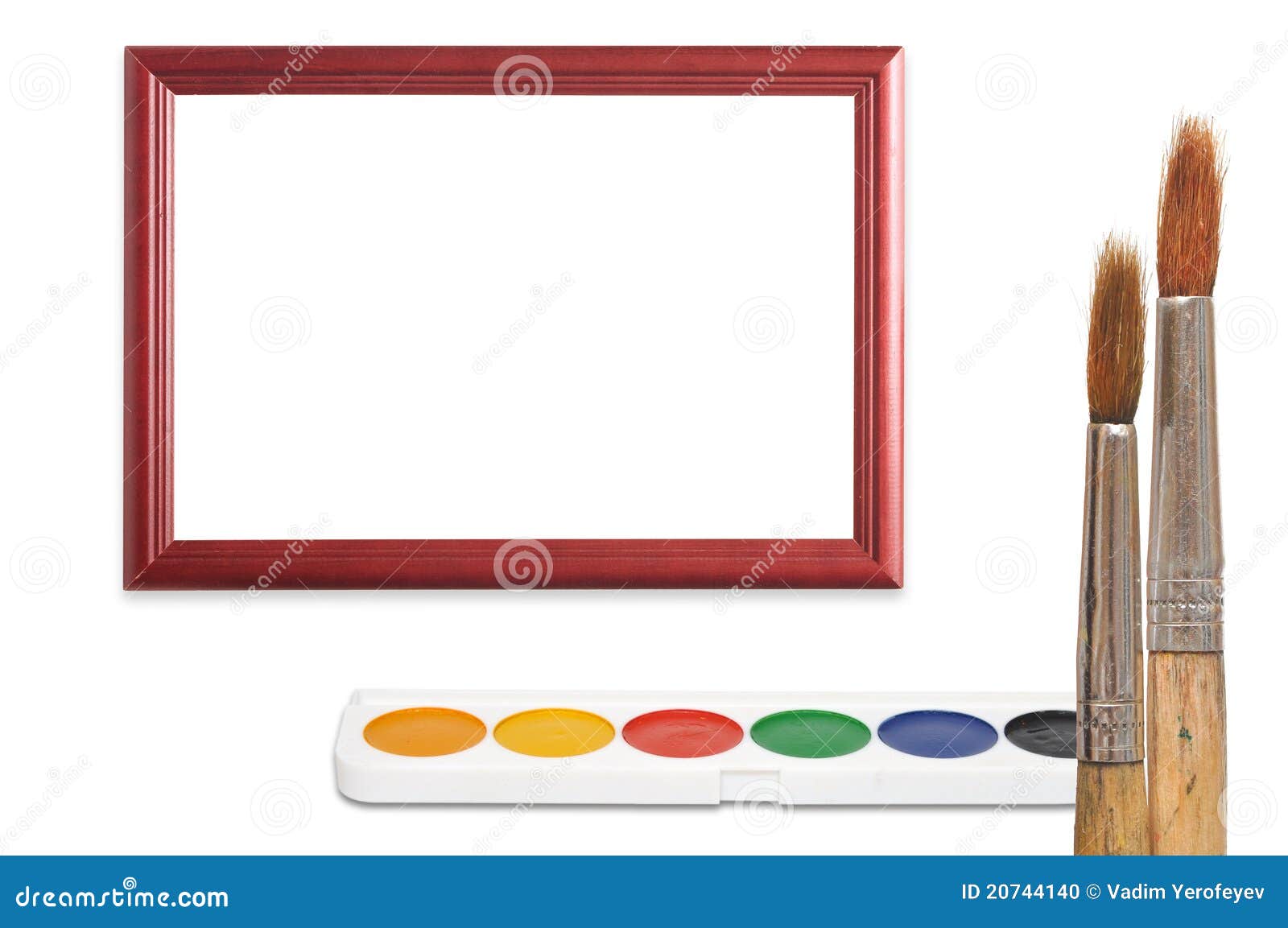 Paintbrush, Wood Frame and Paint Stock Photo - Image of decoration ...