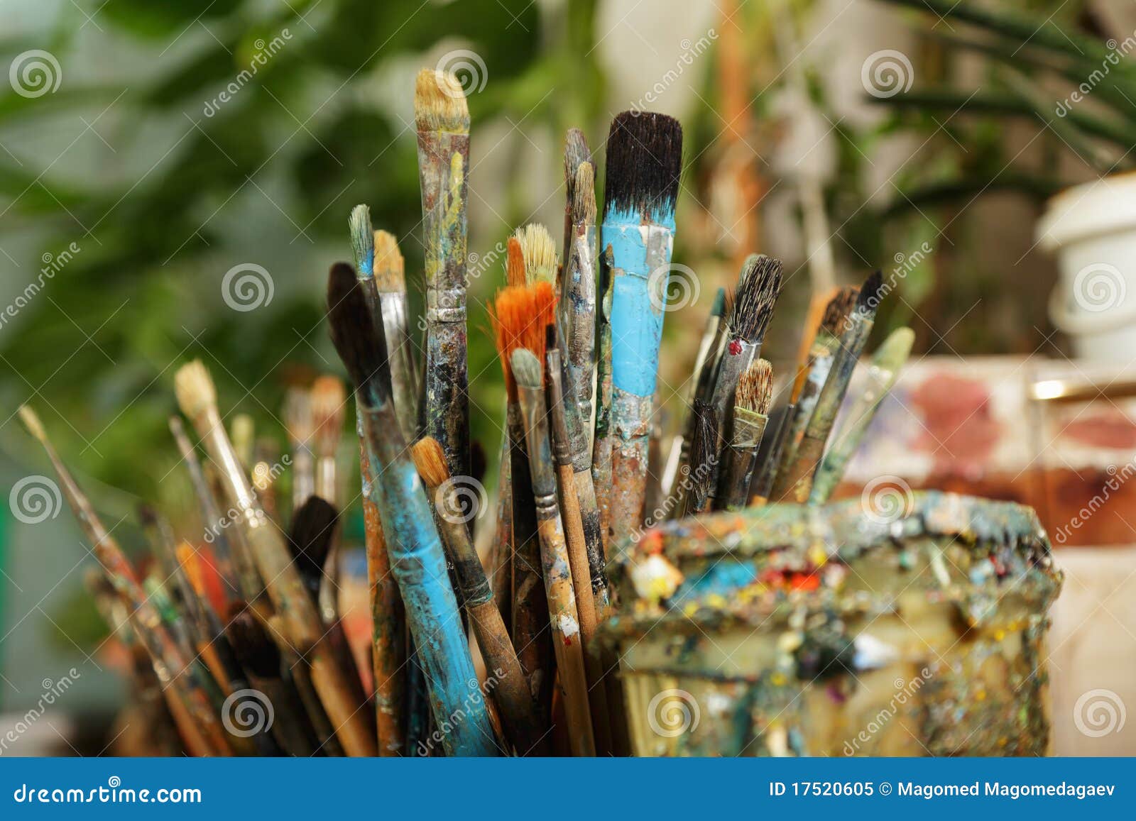Paintbrushes stock image. Image of horizontal, used, assortment - 17520605