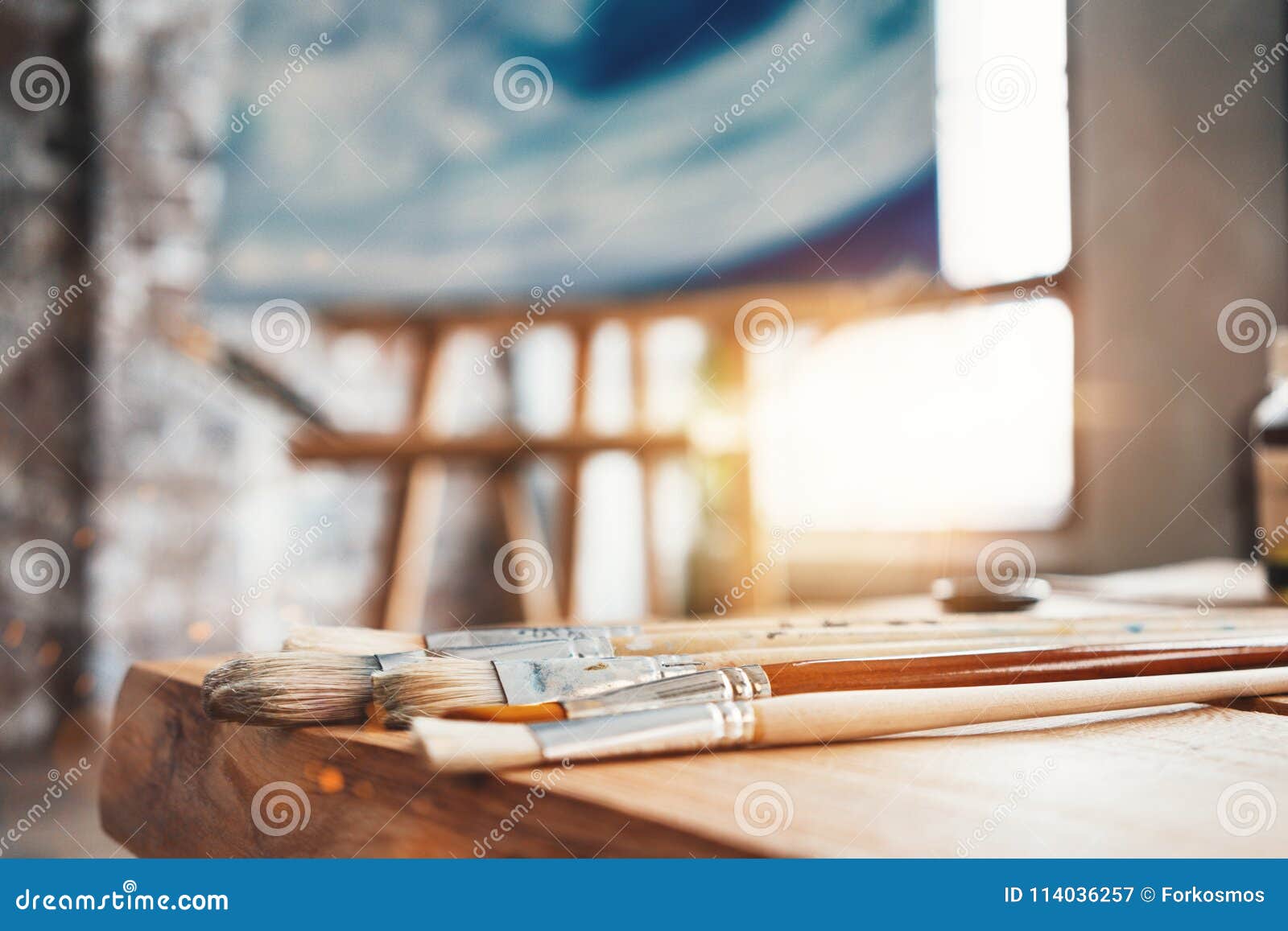 Artist Painter Works In Art Workshop Abstract Masterpiece Painting ...