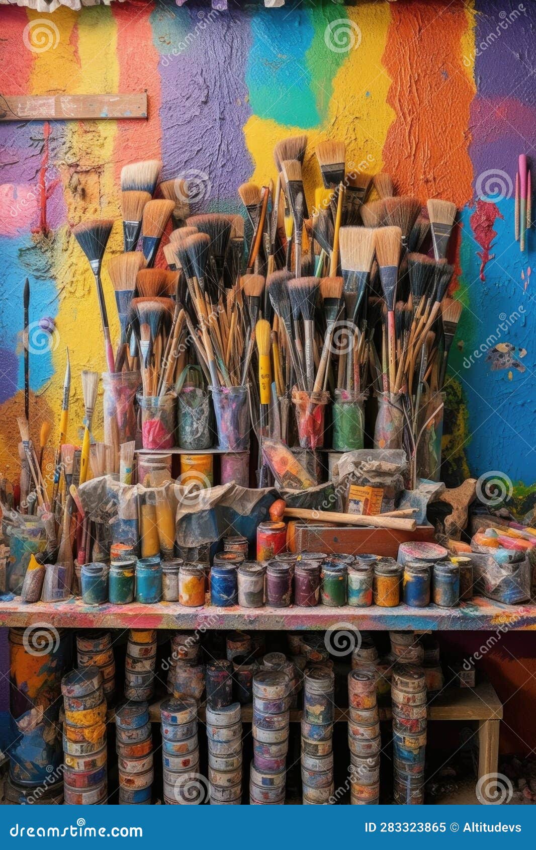 Paintbrushes and Tools for Community Mural Stock Illustration ...