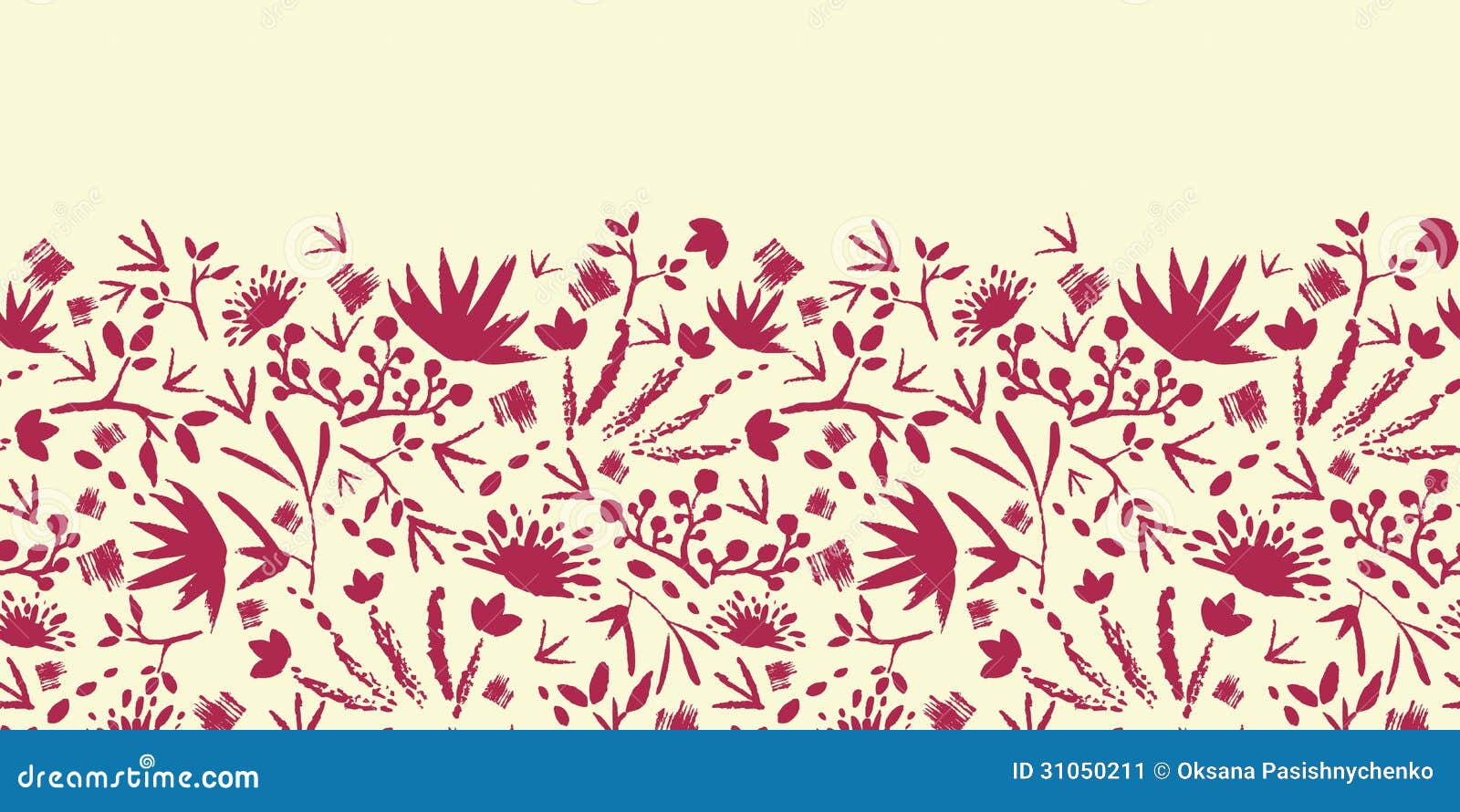Painted Abstract Florals Horizontal Seamless Stock Vector ...