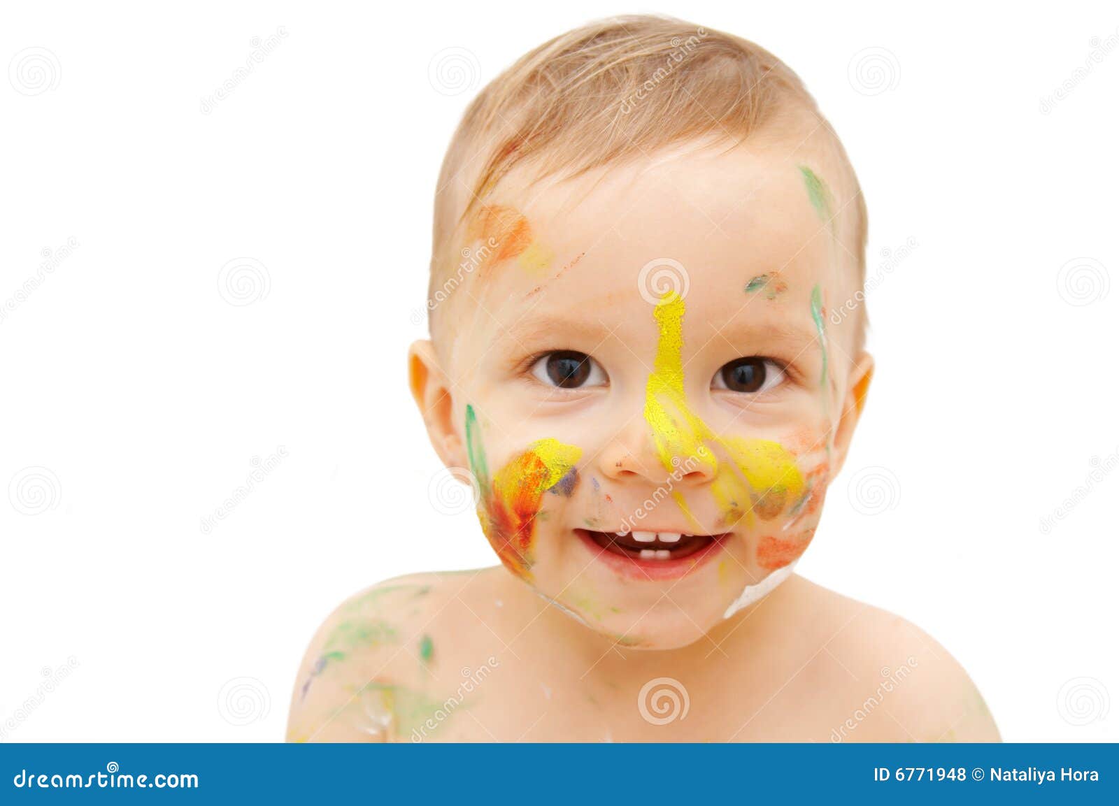 Painted baby face stock photo. Image of paint, fingered - 6771948