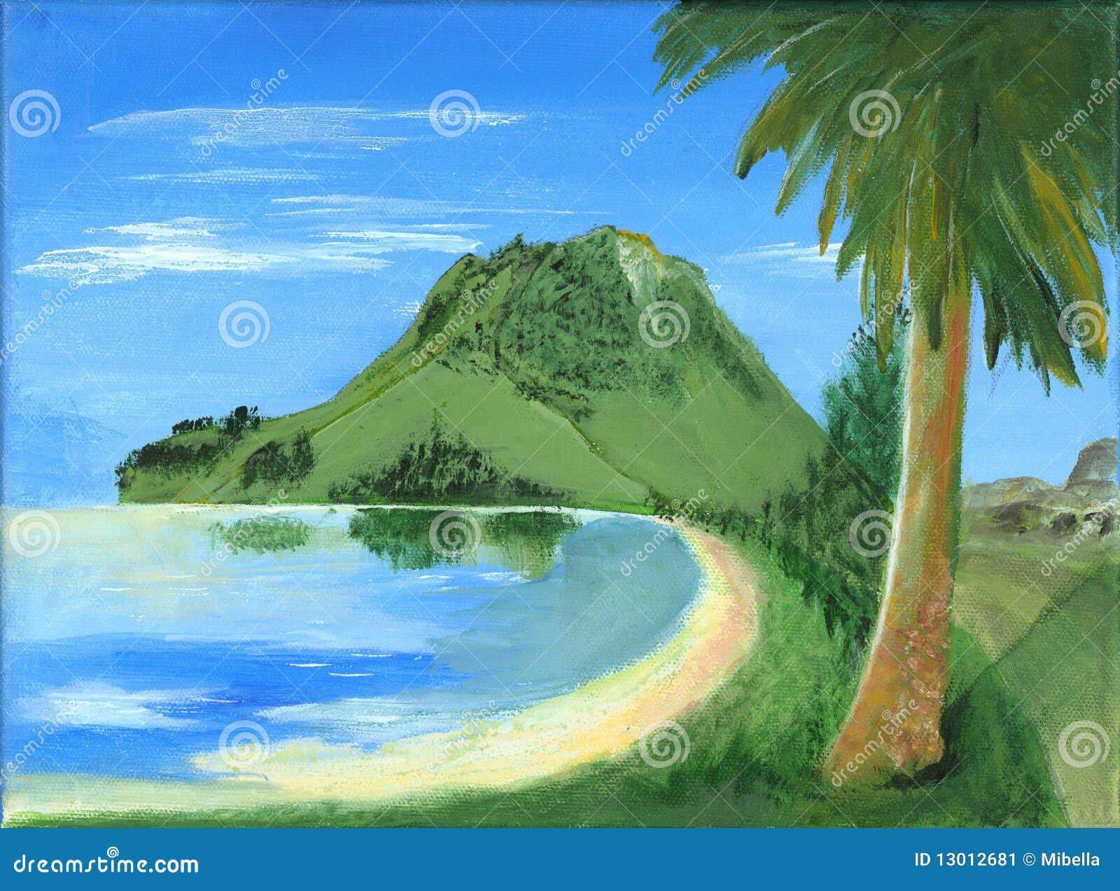 Painted Beach Reflection stock illustration. Illustration of reflection ...