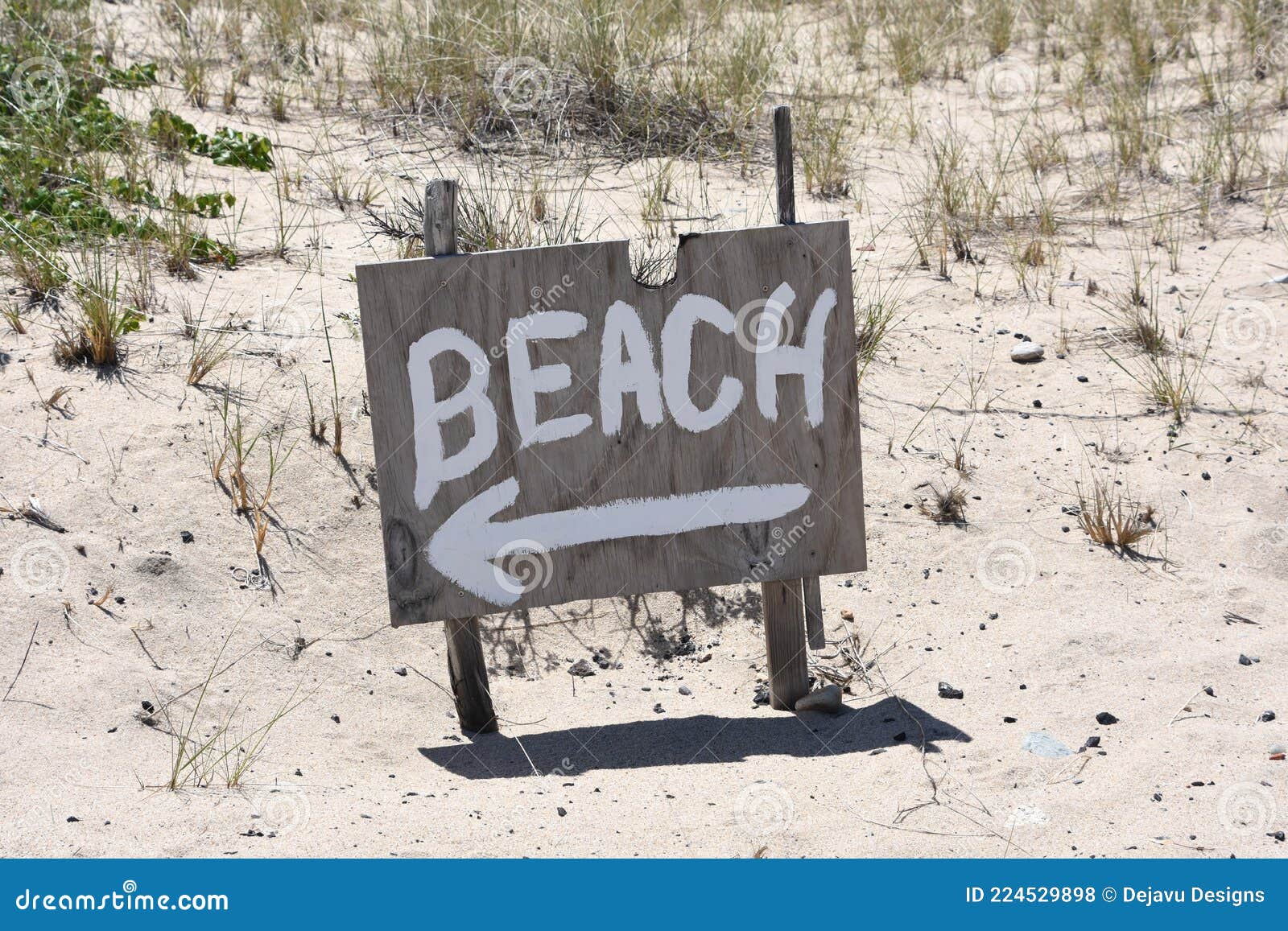 Painted Beach Sign in the Sand on the Cape Stock Photo - Image of ...