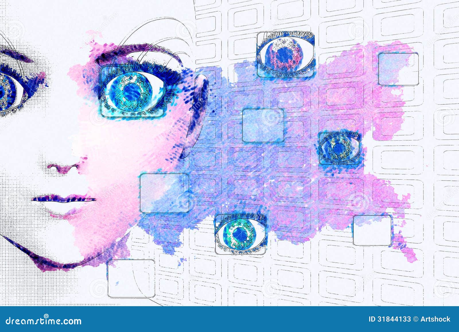 Painted Beauty Technology Background Stock Illustration - Illustration ...