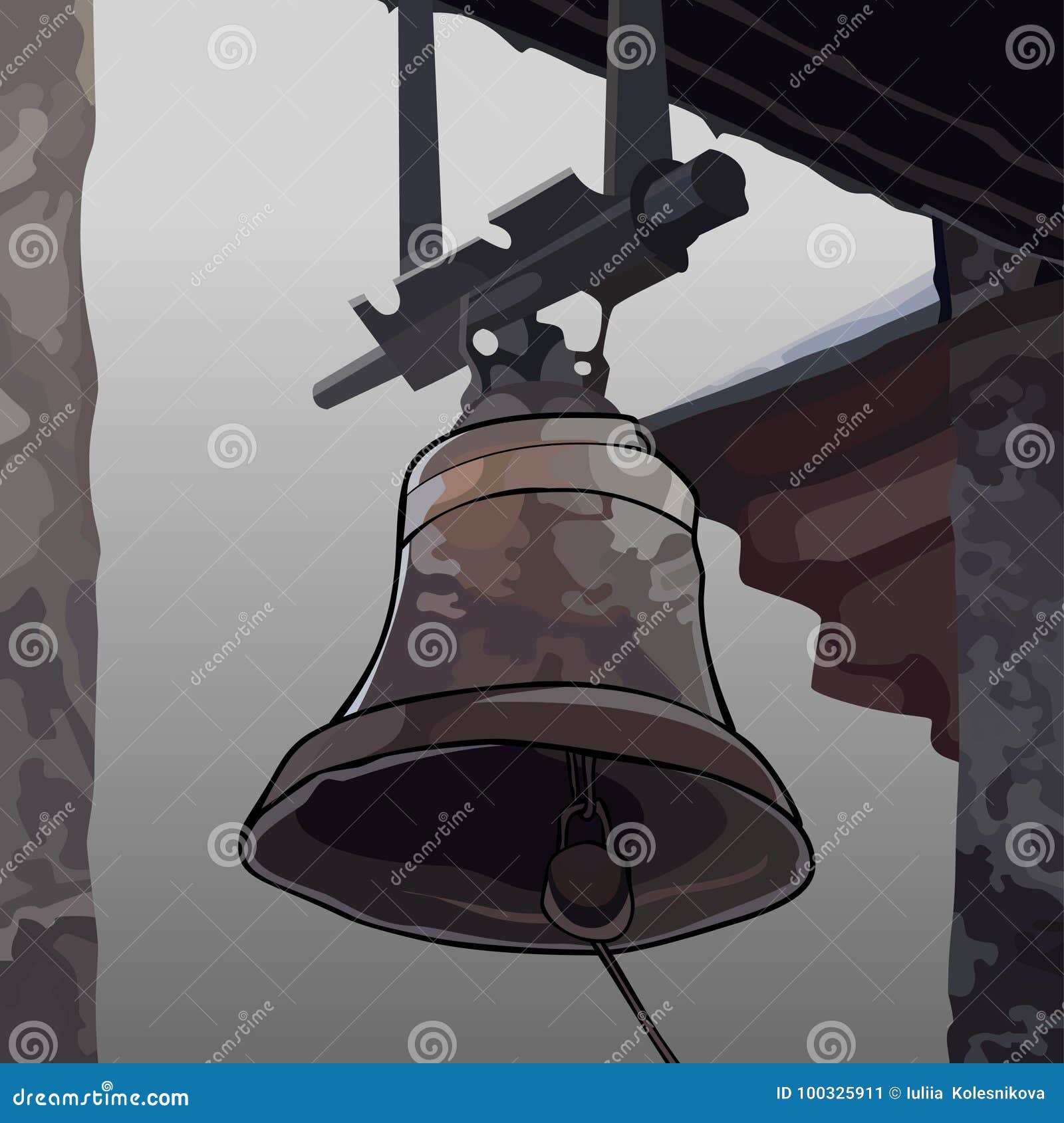 Painted the Bell Attached To the Roof of the Building Stock Vector ...