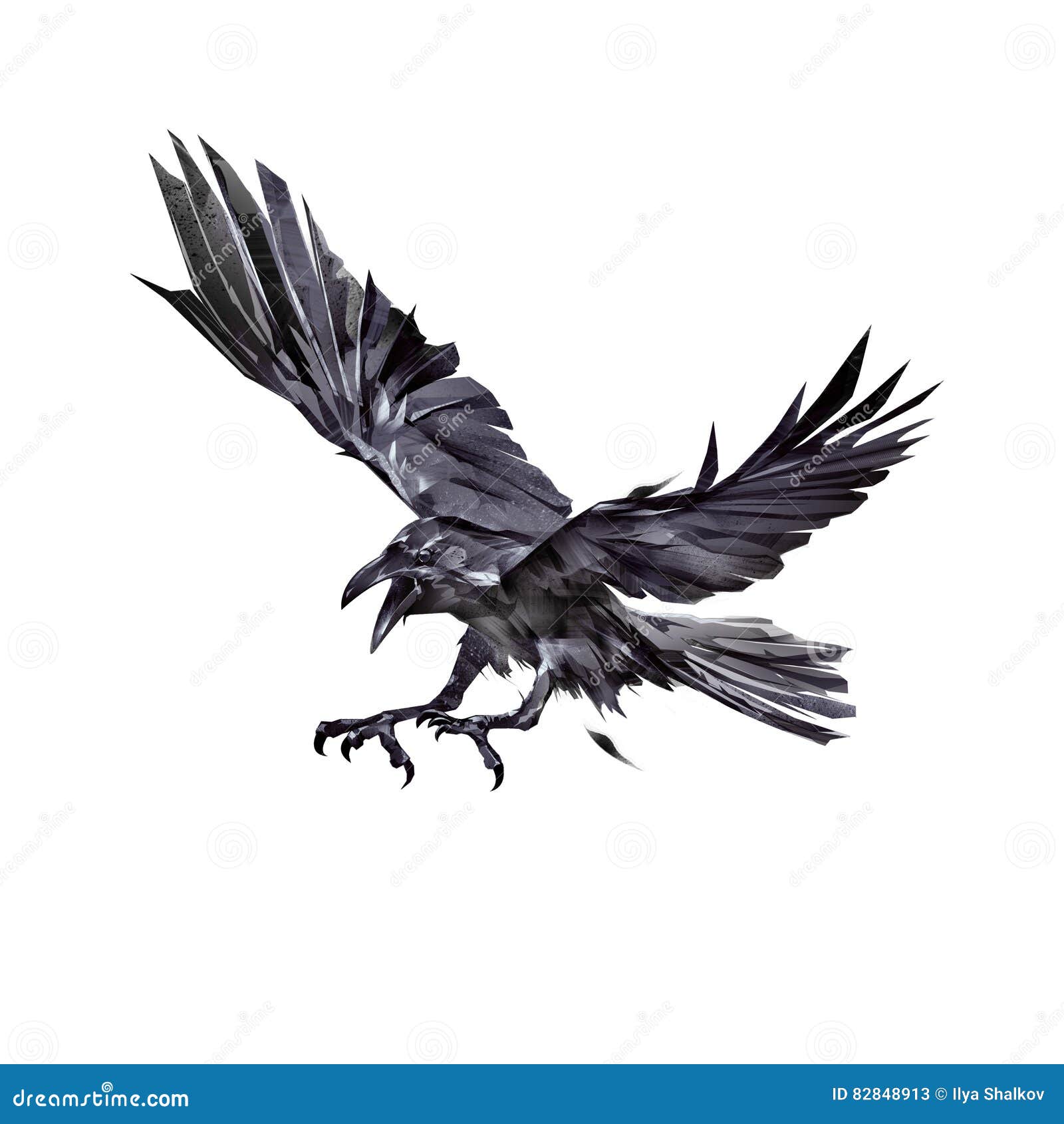 Painted Black Crows Attacking Stock Illustration - Illustration of ...