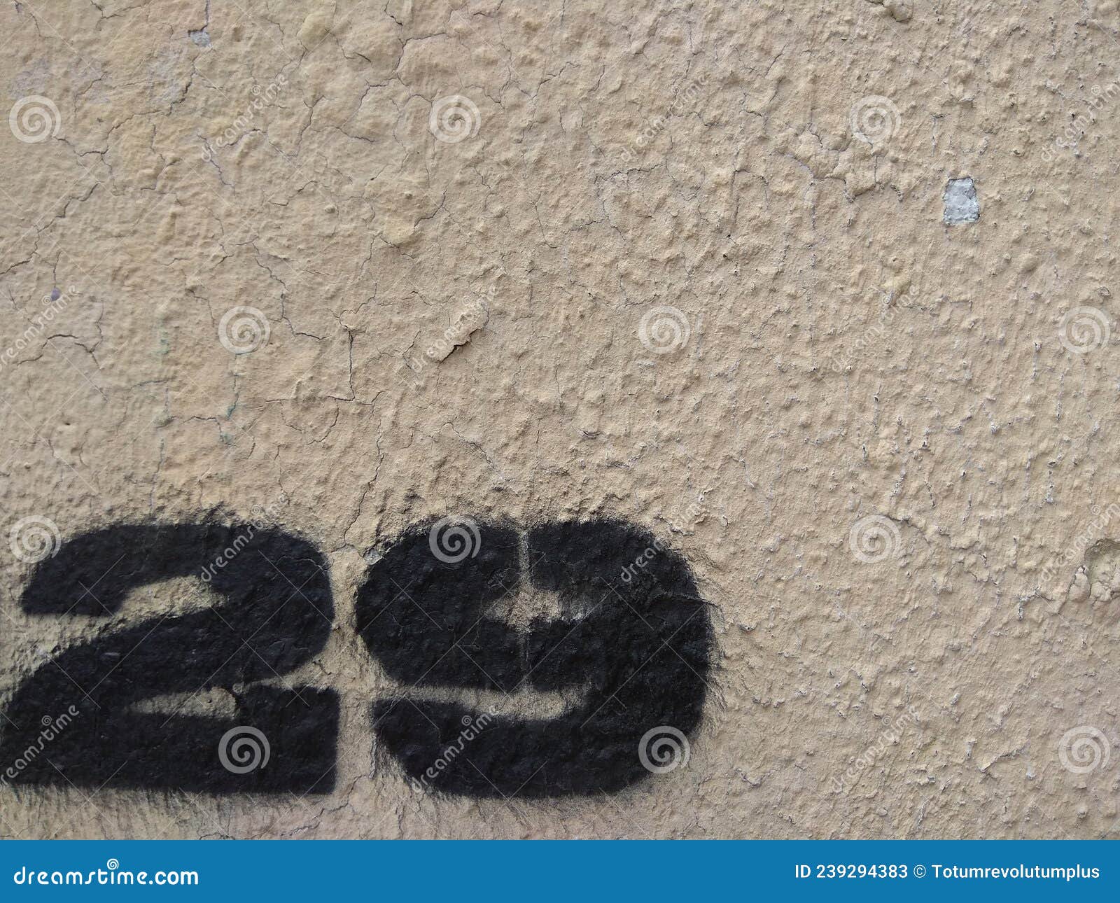 Painted Black Number Twenty-nine 29 on Beige Wall Stock Image - Image ...