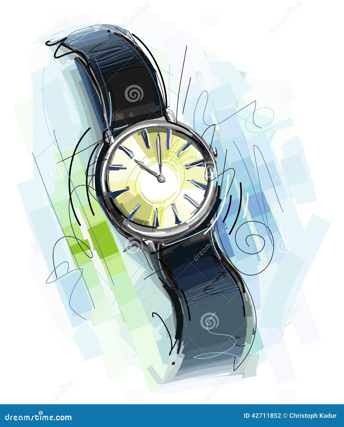 Painted Blue Clock stock illustration. Illustration of luxury - 42711852