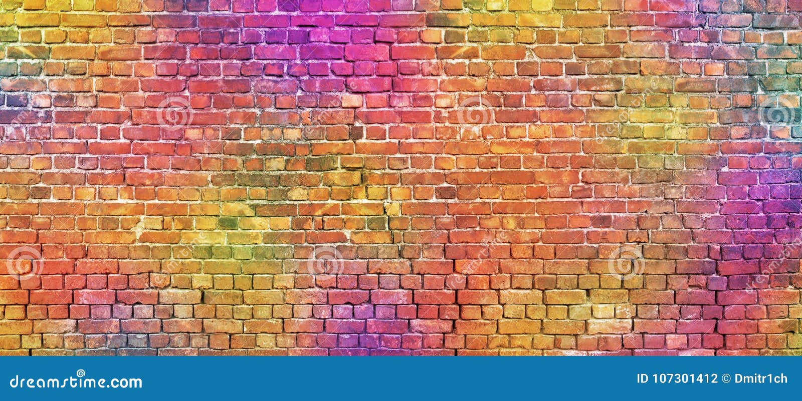 Painted Brick Wall, Abstract Background of Different Colors Stock Photo ...