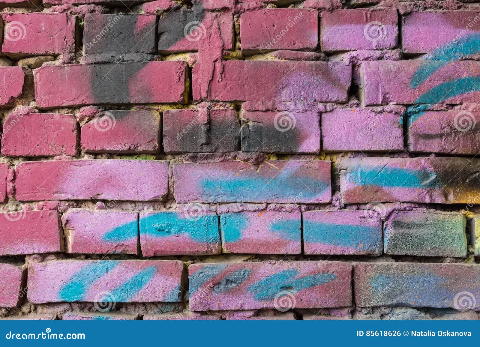 Painted Bricks Wall Background Stock Photo - Image of concrete, grunge ...