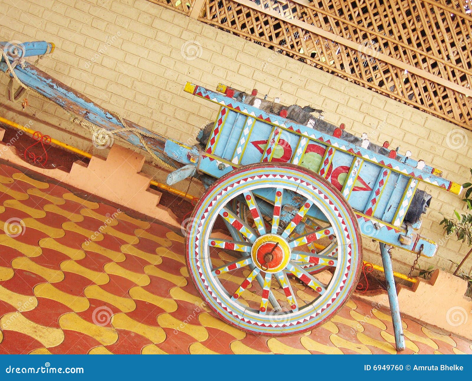 Painted Bullock Cart stock photo. Image of cart, crafts - 6949760