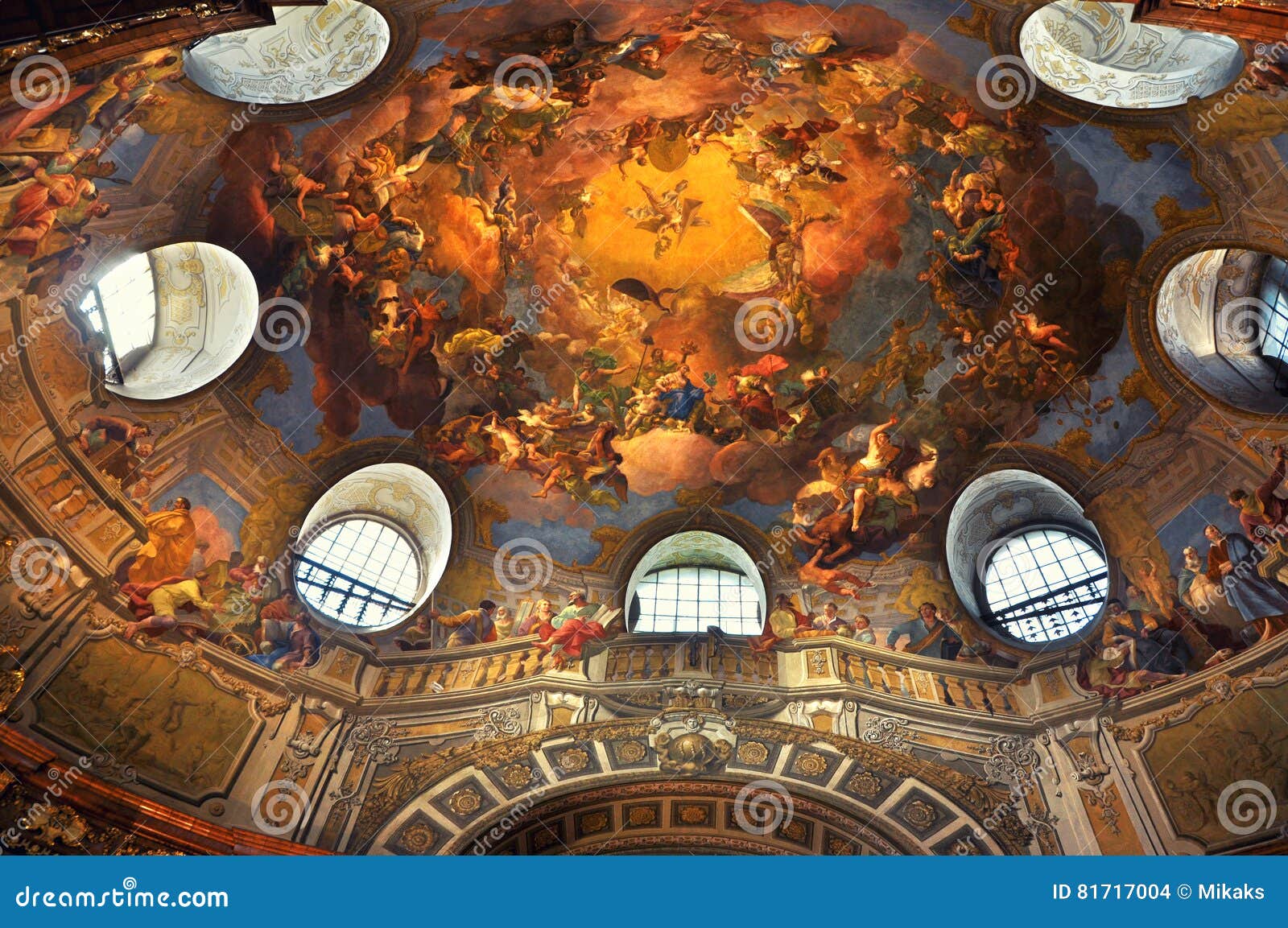 Painted Ceiling in the Vienna Library Stock Photo - Image of institute ...