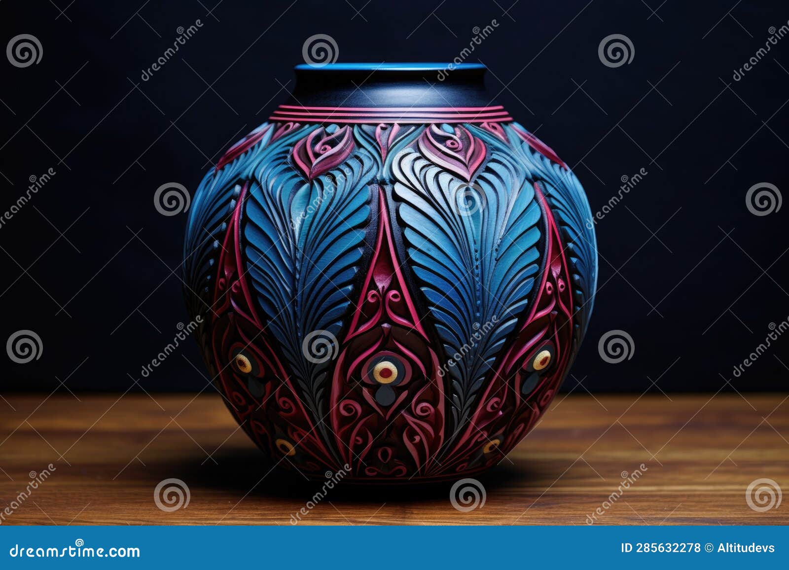 Painted Ceramic Vase with Intricate Patterns Stock Photo - Image of ...