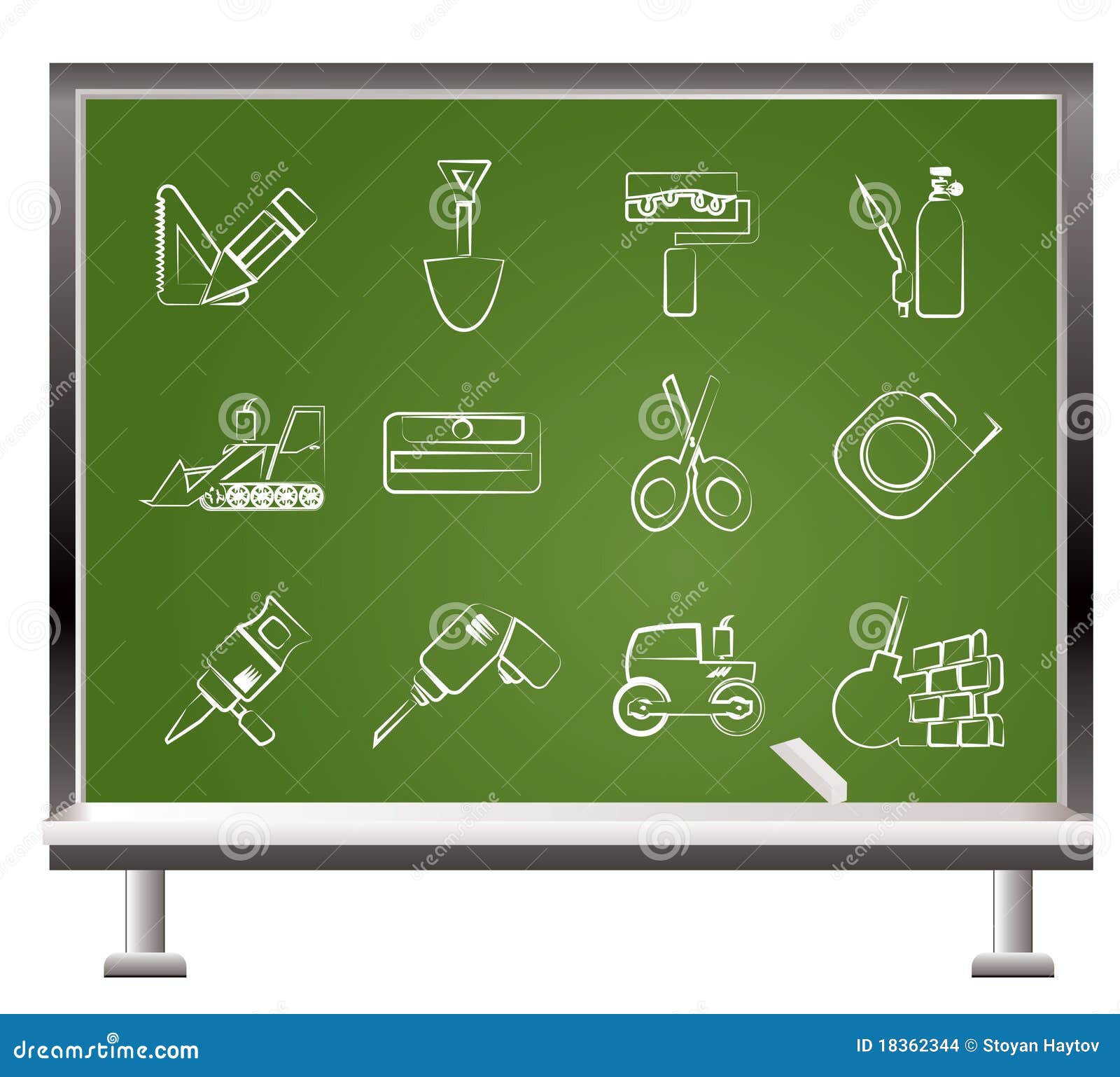 Painted with Chalk Building and Construction Icons Stock Vector ...