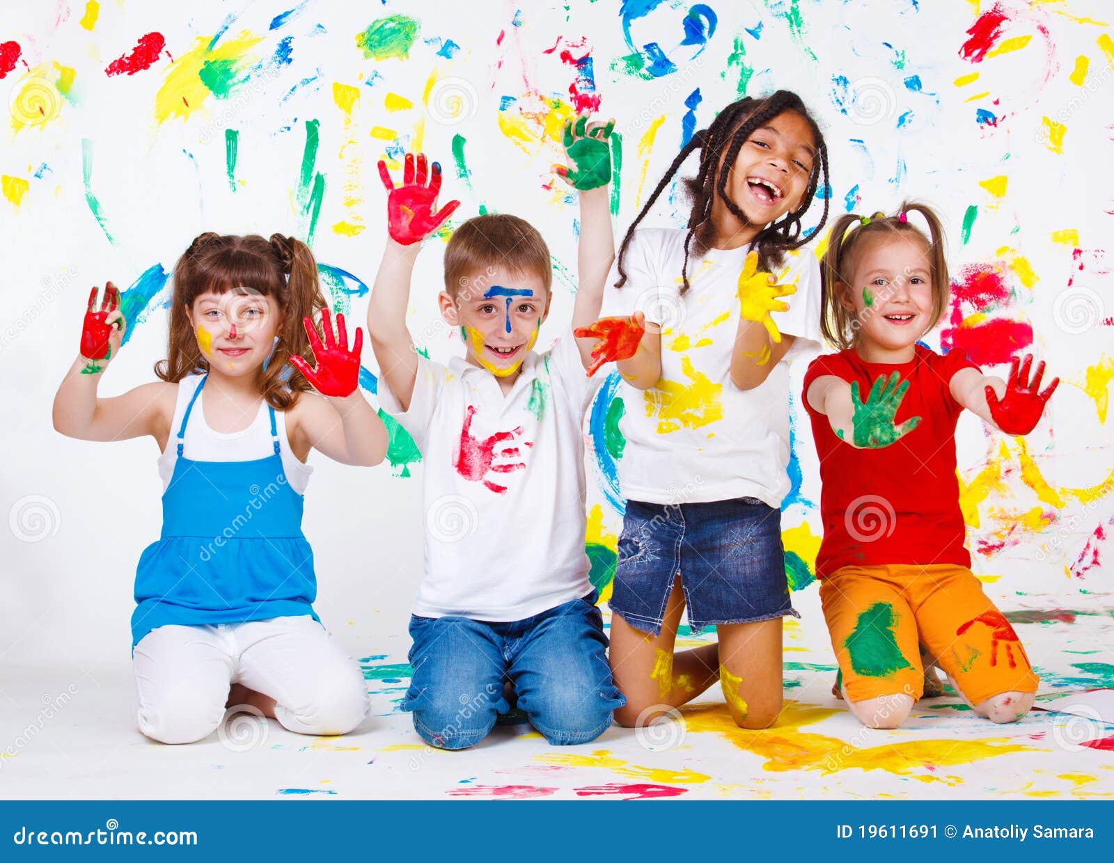 Painted children stock image. Image of attractive, excitement - 19611691