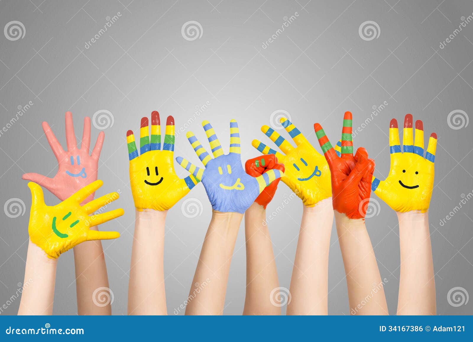 Painted children s hands stock photo. Image of childhood - 34167386