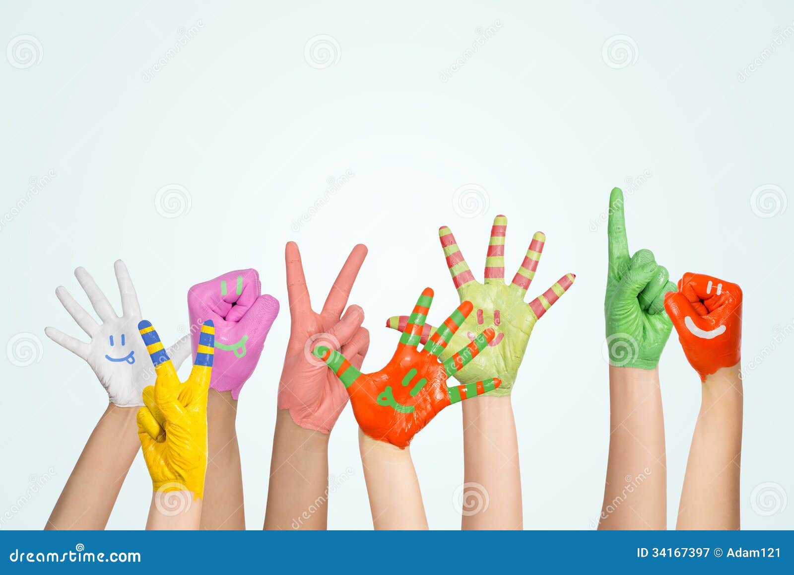 Painted children s hands stock image. Image of cute, education - 34167397